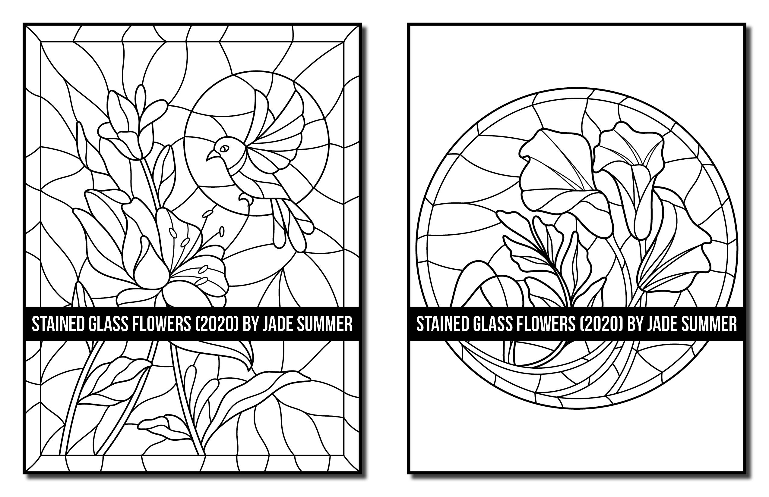 Snapklik.com : Stained Glass Flowers: An Adult Coloring Book