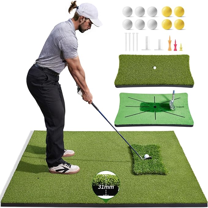 voxor Golf Mat Practice, 5x4 Ft Hitting Equipped with 3 Interchangeable ...