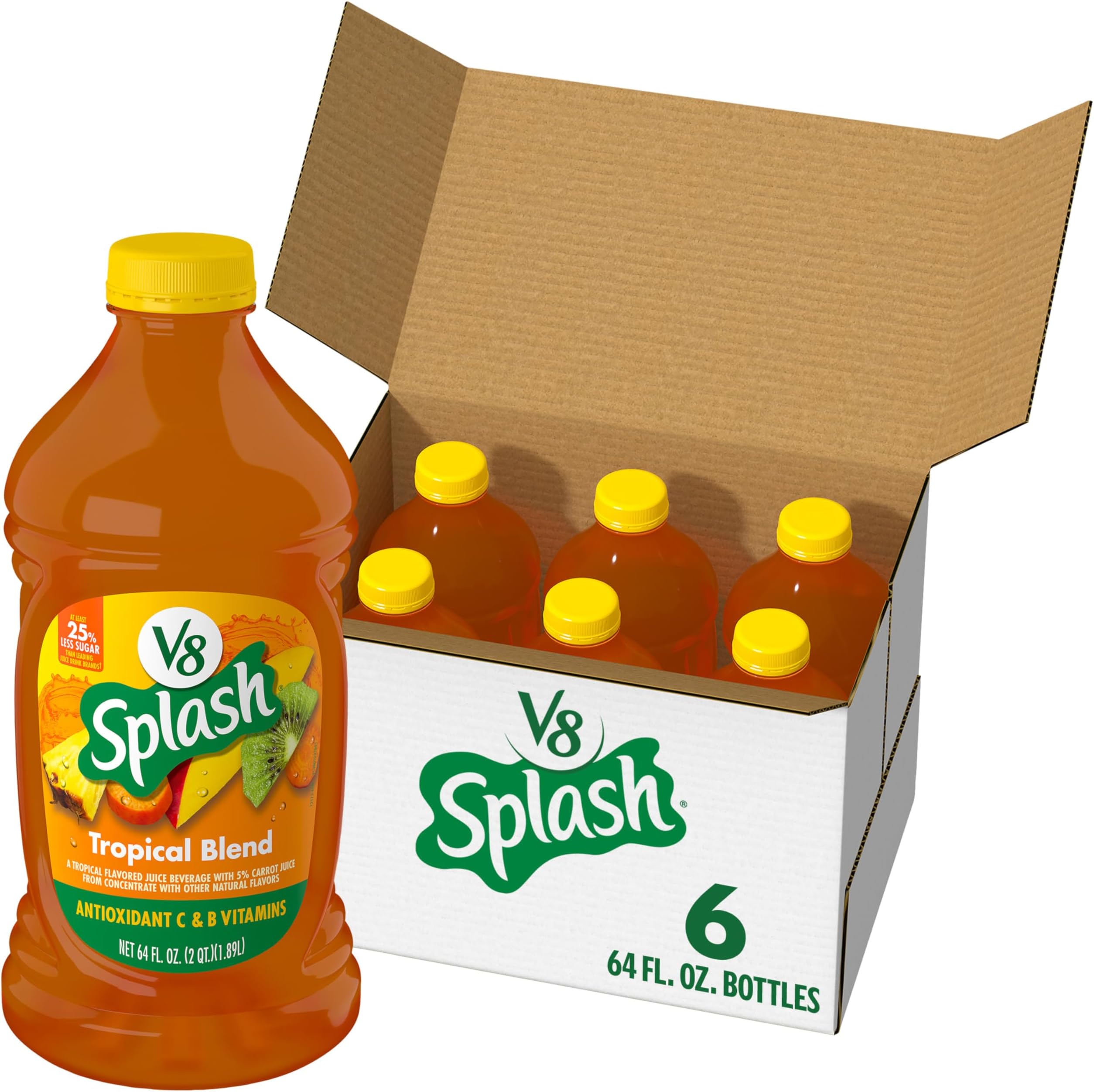 Amazon.com: V8 Splash Tropical Blend Flavored Juice Beverage, 64 fl oz ...