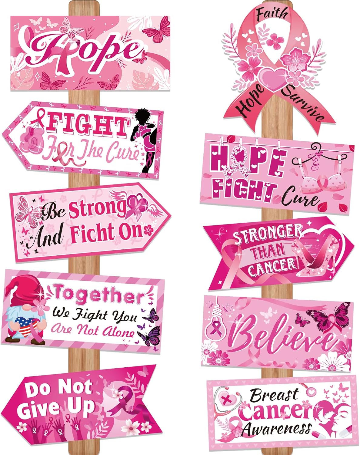 Amazon.com : HOWAF Breast Cancer Awareness Signs,Pink Ribbon Fight ...
