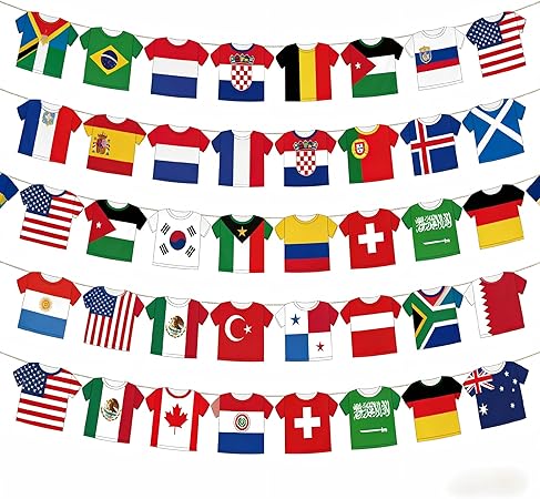2026 World Cup Jersey Shape Bunting, 30 Countries String Flags Banner ...