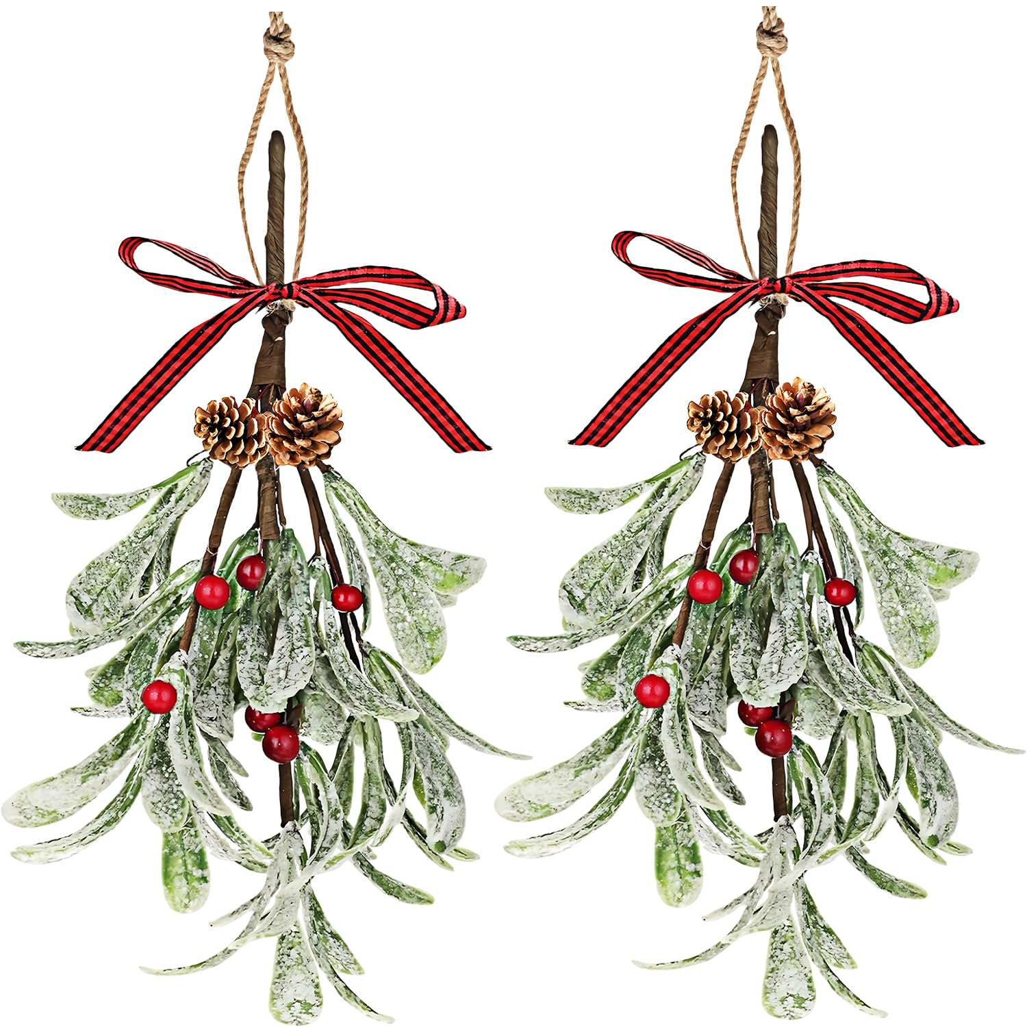 Amazon.com: Christmas Mistletoe Decoration Hanging Ornament Gifts Plaid ...