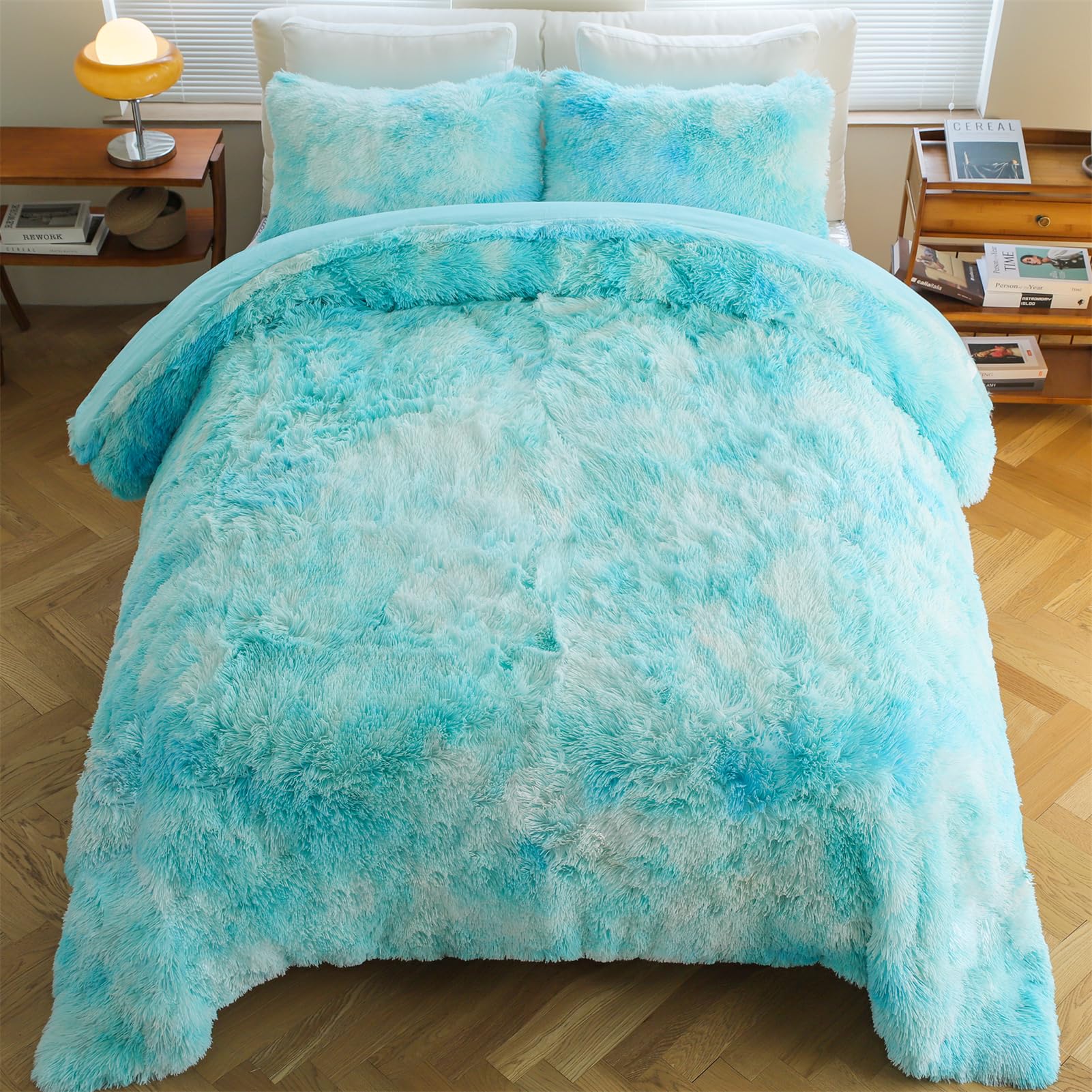 Amazon.com: VIPBED Faux Fur Shaggy Comforter Set Twin Size, Ultra Soft ...