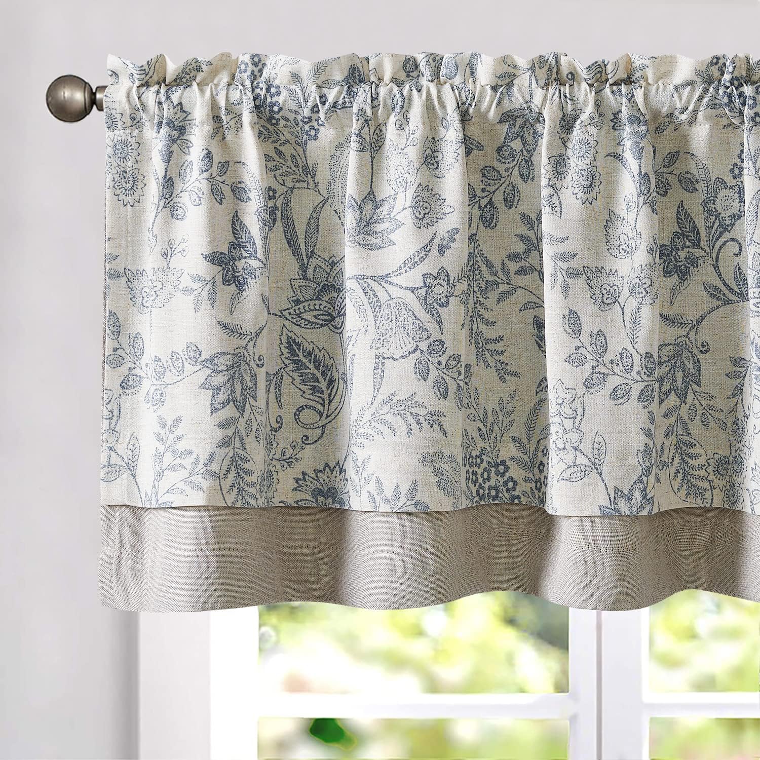 Amazon.com: Estmy Rustic Farmhouse Linen Kitchen Valances for Windows ...