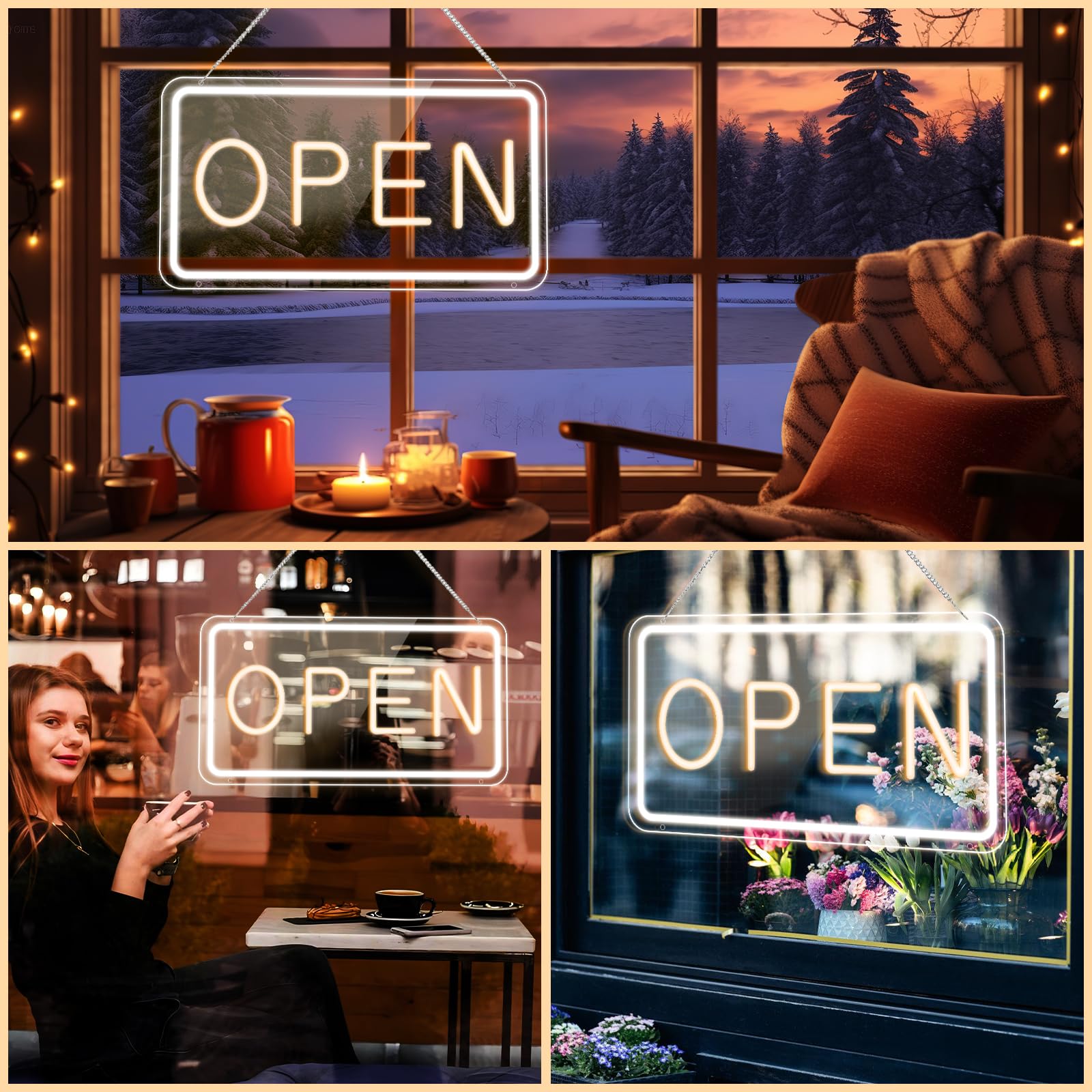 Amazon.com : LED Open Signs for Business by USB ，Adjustable Brightness ...