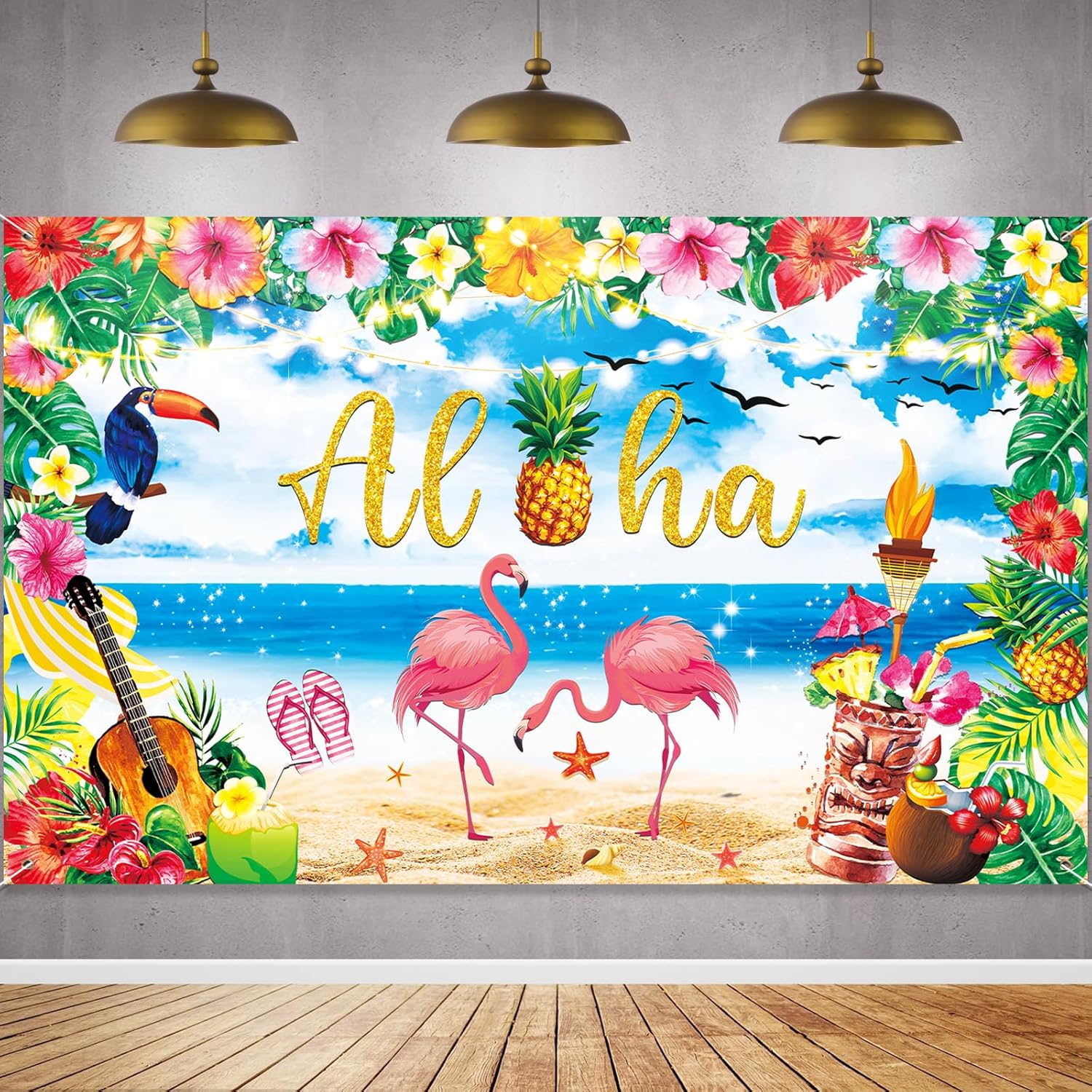Hawaiian Party Decorations - Aloha Backdrop Banner 180 * 110cm, Aloha ...