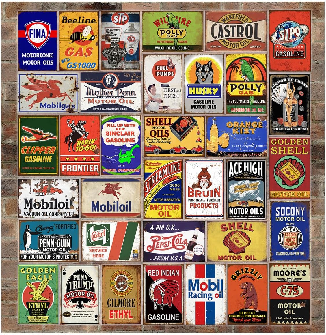 Amazon.com: Tin Signs 26 Pieces Reproduction Vintage, Gas Oil Metal ...