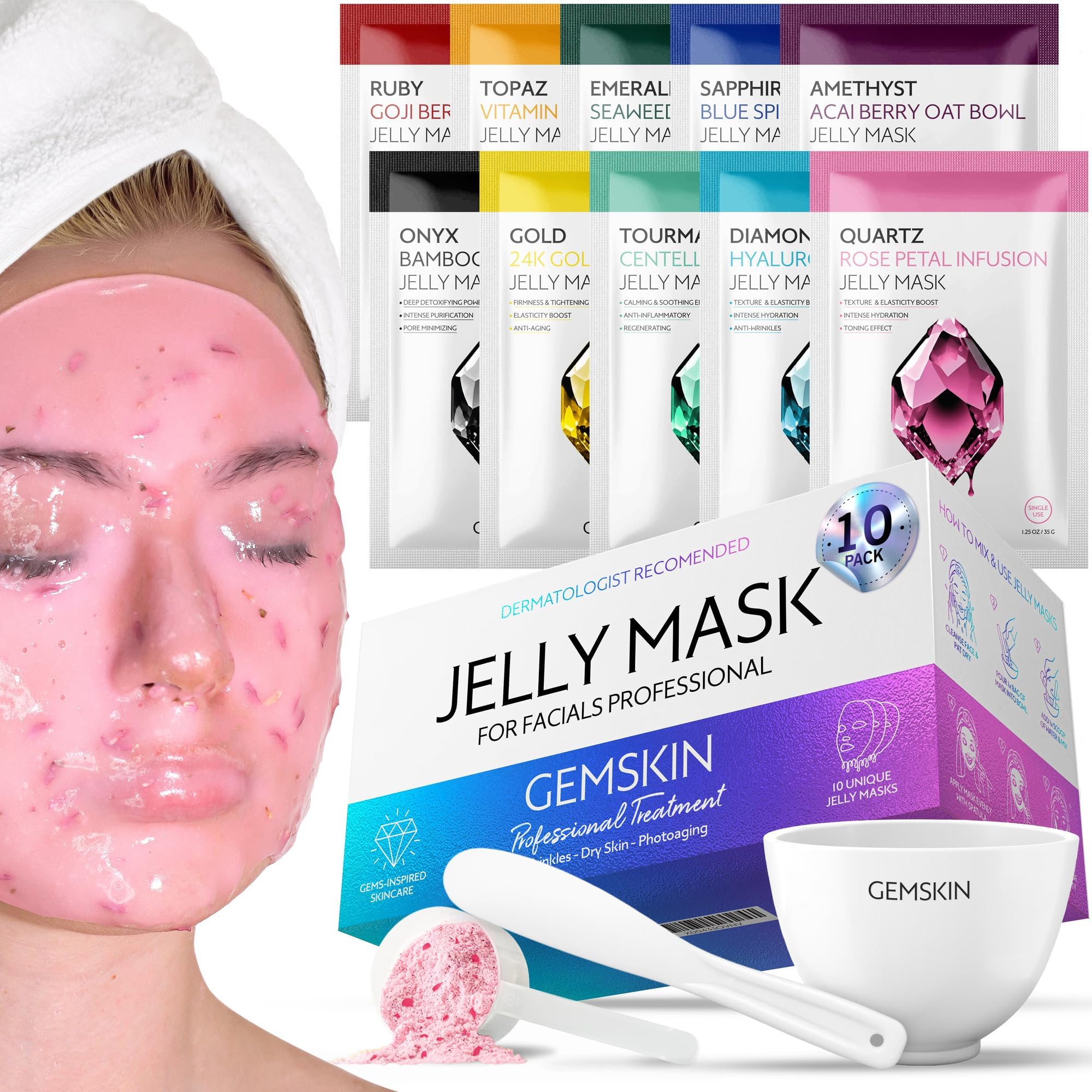 Amazon.com : GEMSKIN Jelly Mask for Facials Peel-Off - 10 Set Pack ...