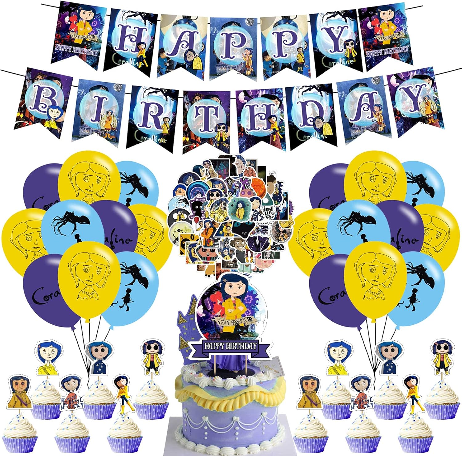 Coraline Birthday Party Supplies - Balloons, Banner, Australia | Ubuy