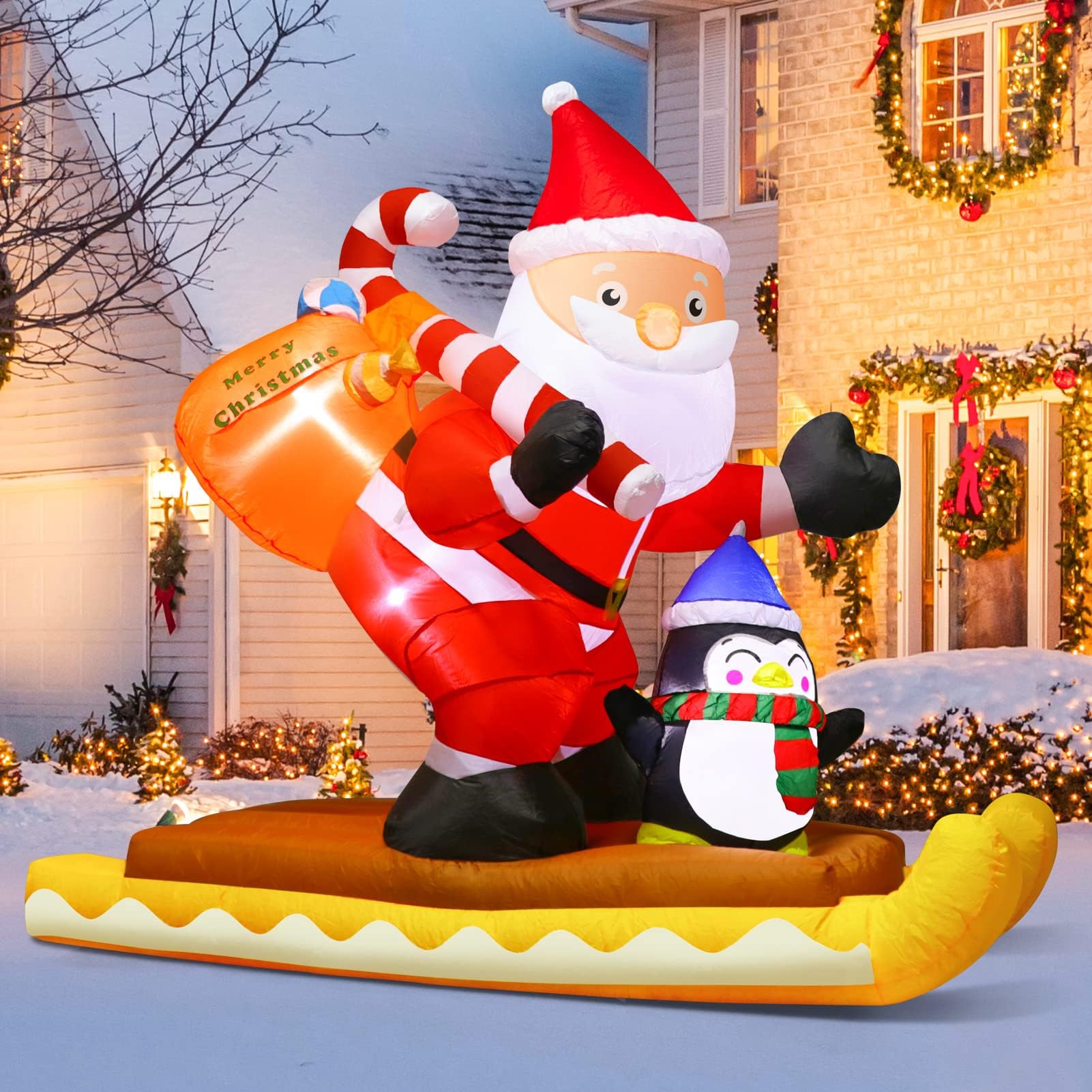 Amazon.com: 5FT Christmas Inflatables Decorations Dinosaur Santa Claus ...