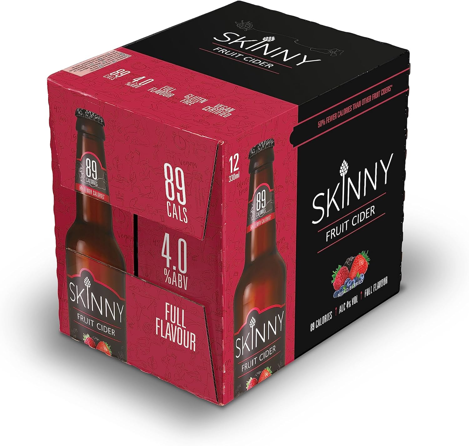 Skinny Fruit Cider Mixed Berries, 4.0% Cider, Gluten FREE Cider, Full ...