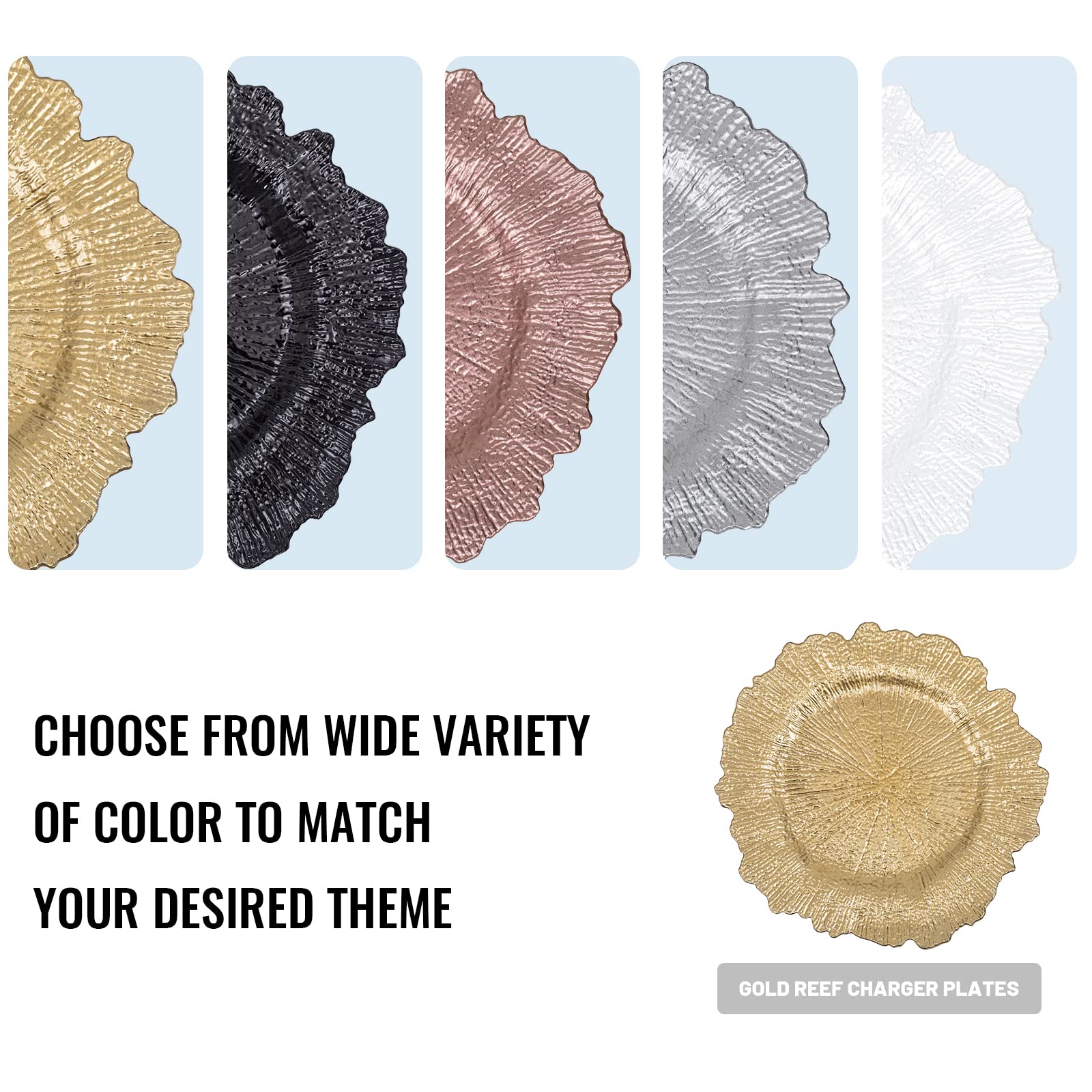 Snapklik.com : 13" Gold Charger Plates Set Of 8, Round Reef Chargers ...