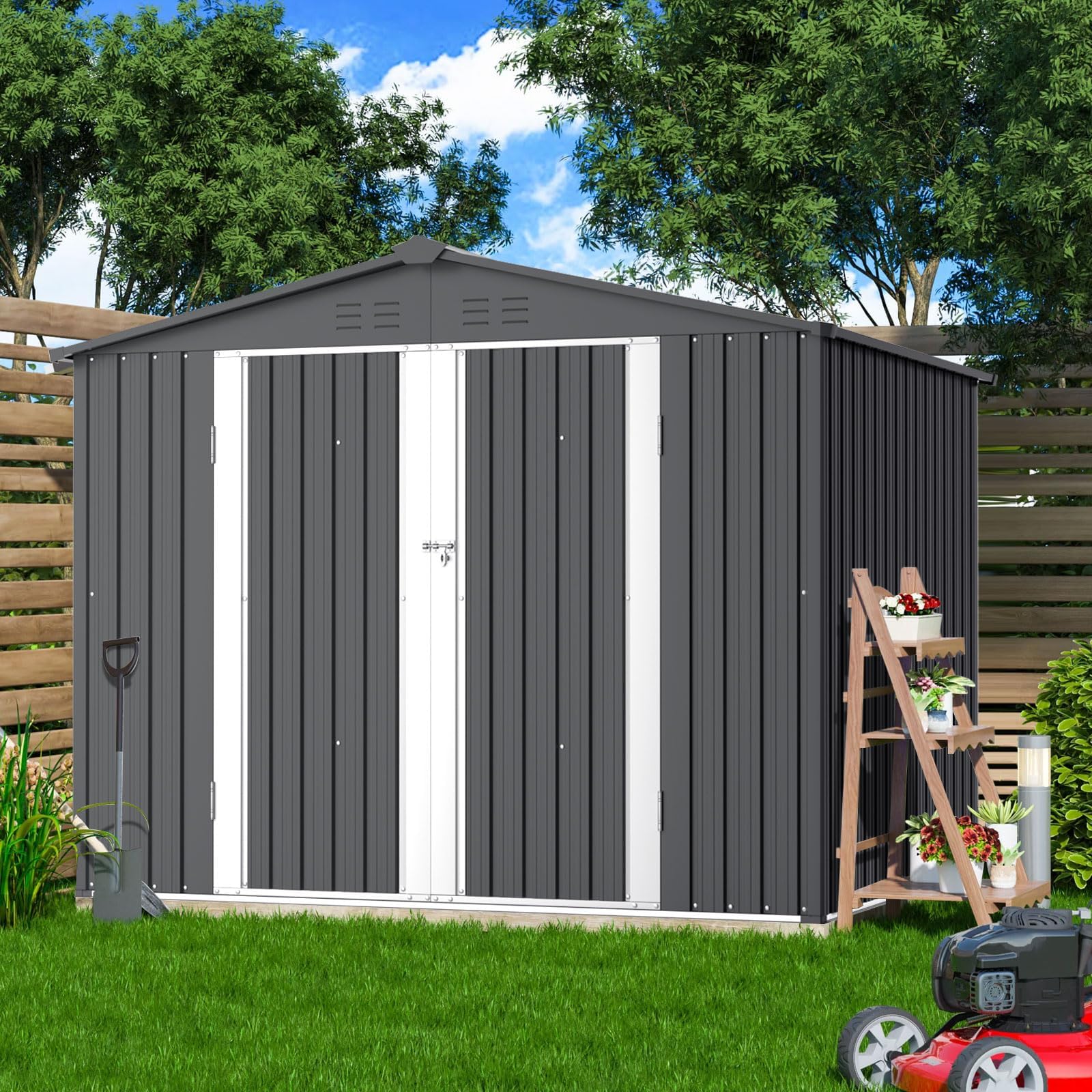 Amazon.com : Patiomore 6×8 FT Outdoor Garden Storage Shed Tool House ...