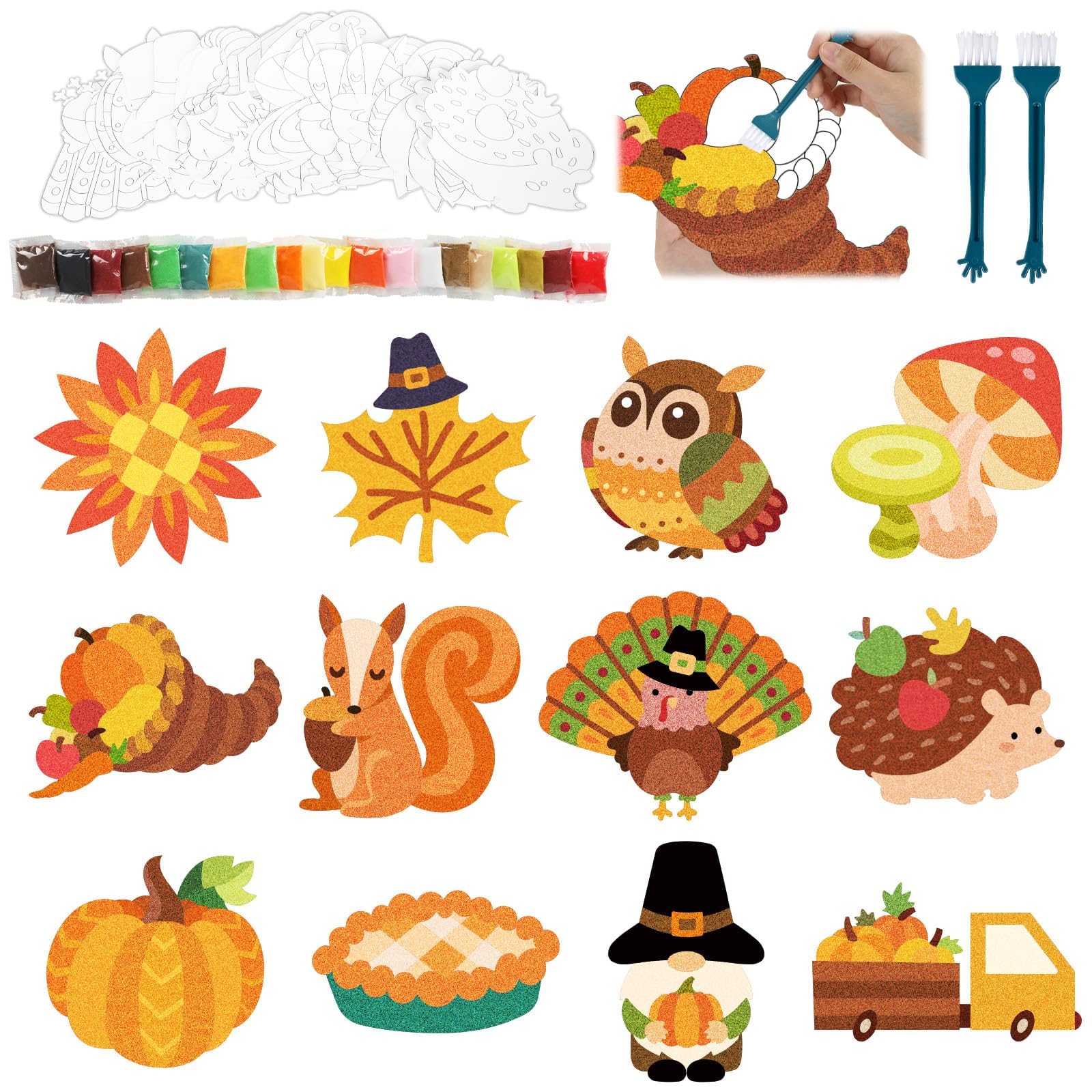 Pumpkin Painting Kit For Kids Thanksgiving Sand Art Kits - 24 Set Fall ...