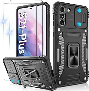 Amazon.com: Gritup for Galaxy-S21-Plus-Case with Slide Camera Cover + [HD Screen Protector×2 ...