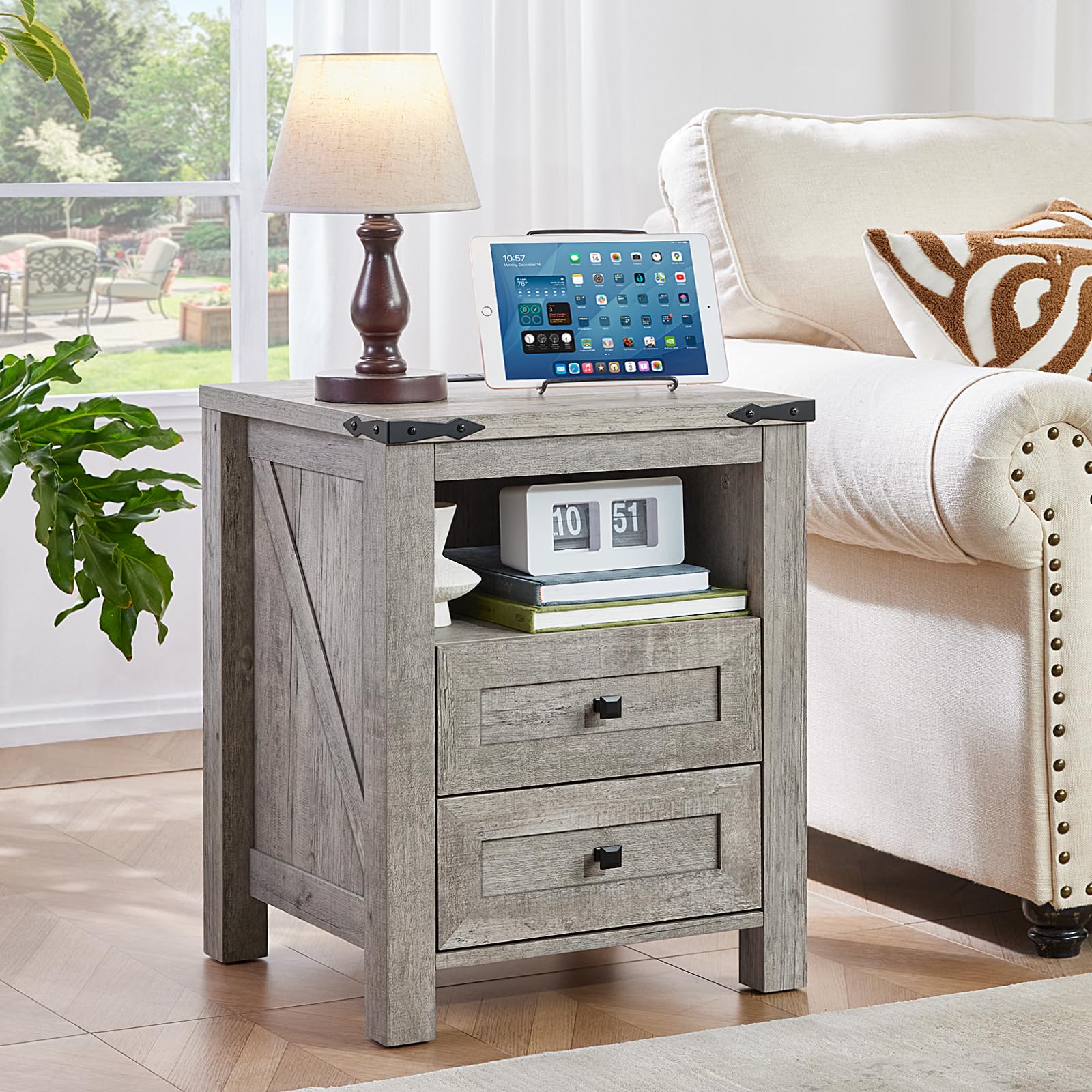 Amazon.com: Joaxswe Nightstand with Charging Station and USB Port ...