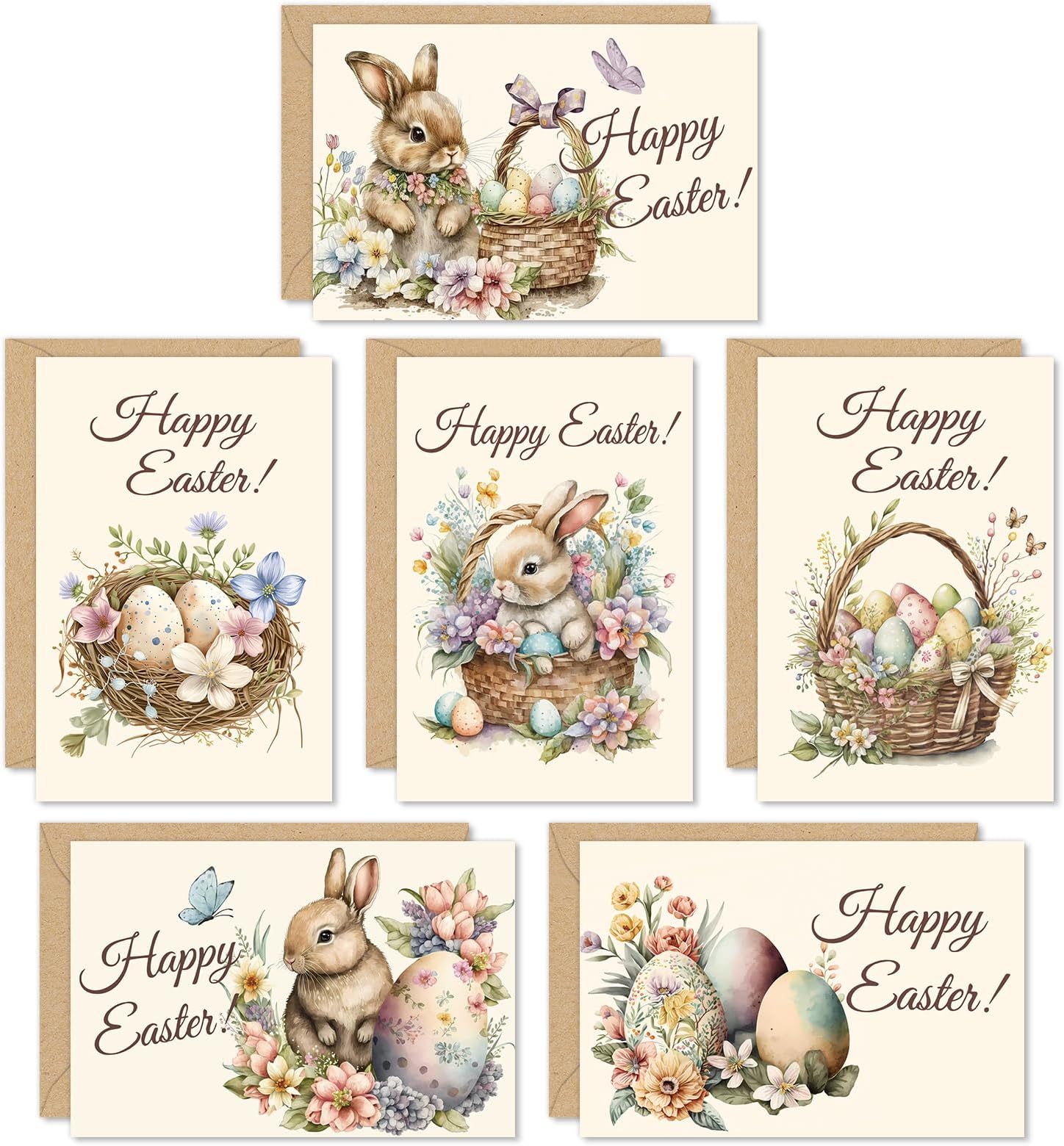 Amazon.com : Whaline 36 Pack Easter Vintage Greeting Cards Retro Bunny ...