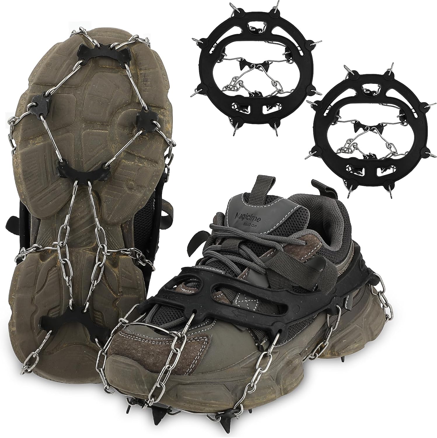 Abeillo Ice Cleats for Boots Shoes, Traction Snow Grips for Women Men ...