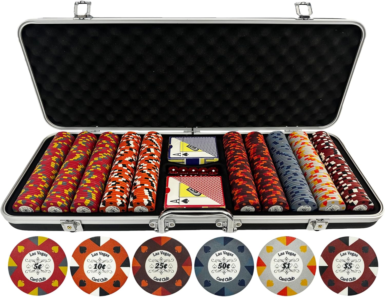 Amazon.com: 500 Piece Low Denomination Premium Ceramic Poker Chip Set ...