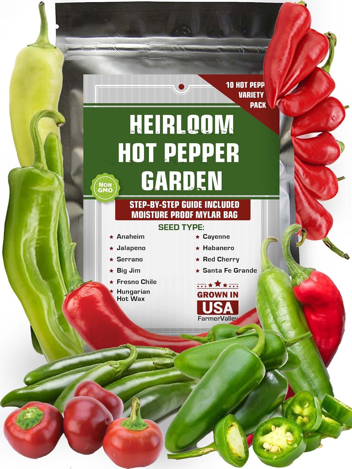 Amazon.com : 10 Most Popular Hot Peppers Seeds Varieties - USA Grown ...
