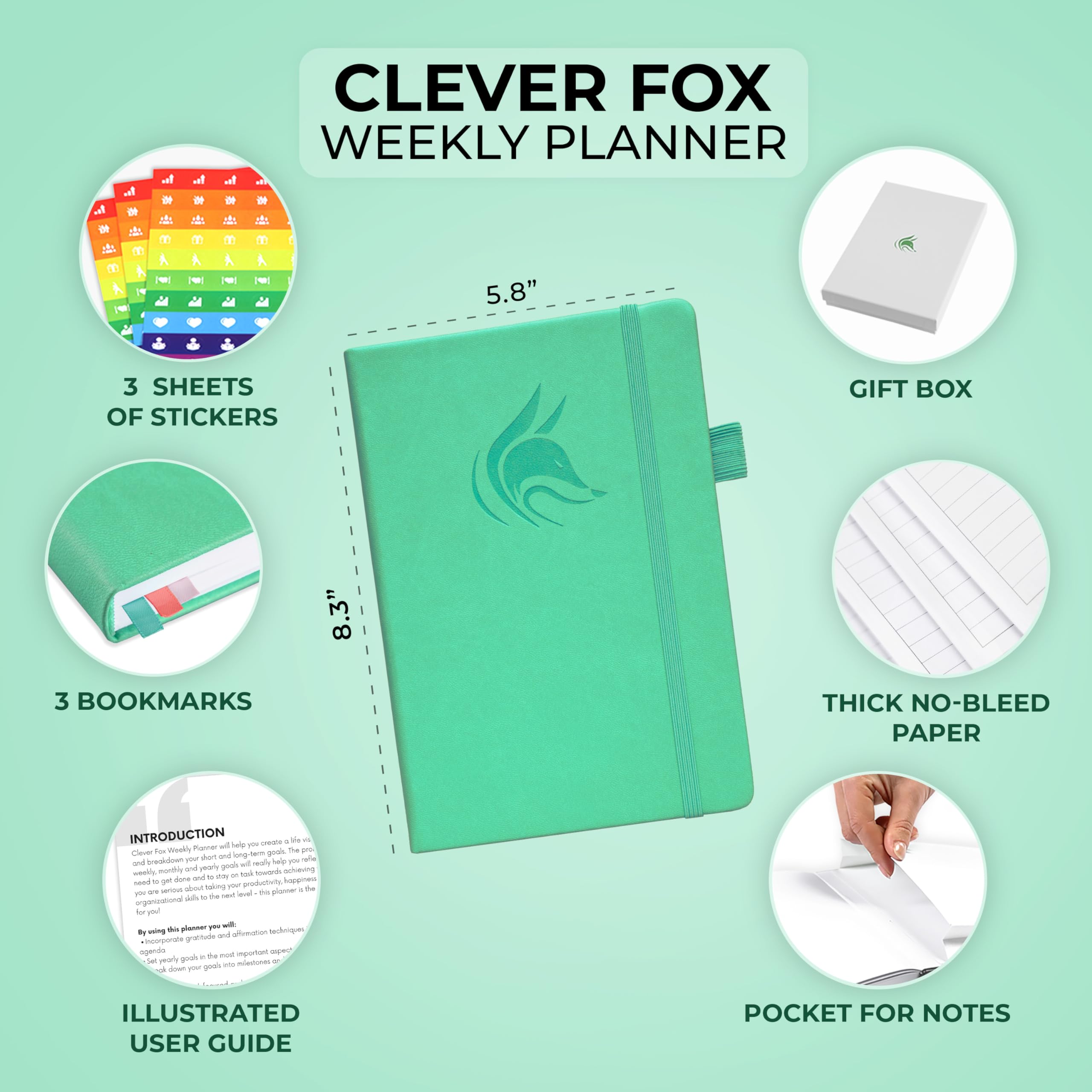 Snapklik.com : Clever Fox Planner Undated Weekly & Monthly Planner For ...