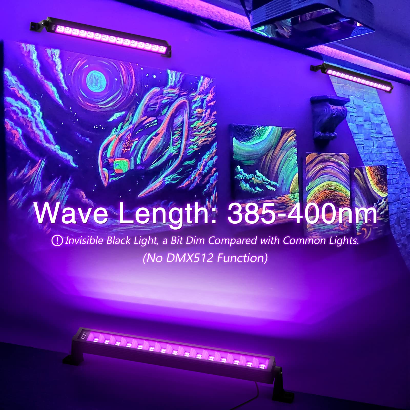 Lamvip 36W LED Black Light Bar, Blacklight Bars Black Lights with Plug ...