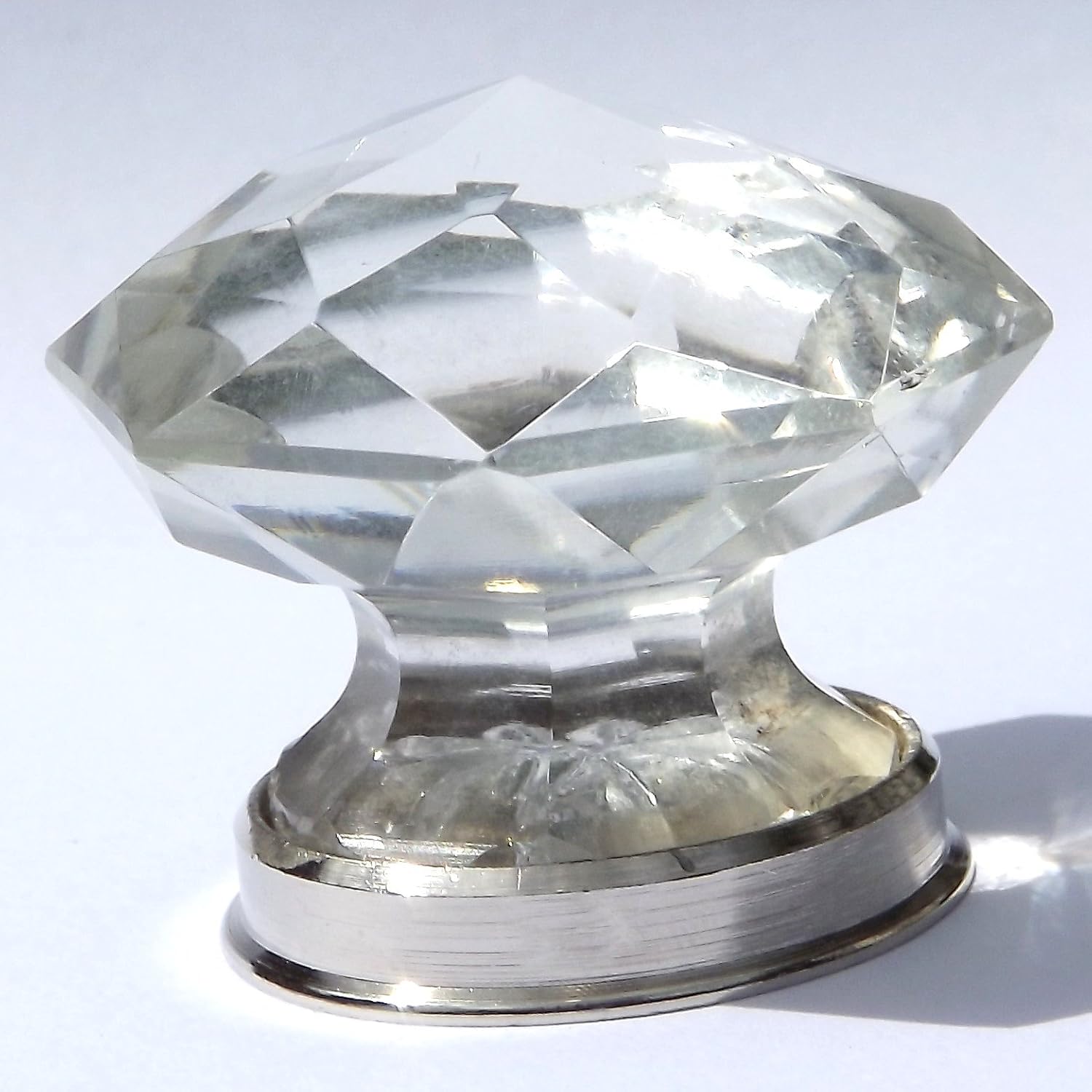 Peter Sharpe large crystal cut pointy glass pulls (knobs) with chrome ...
