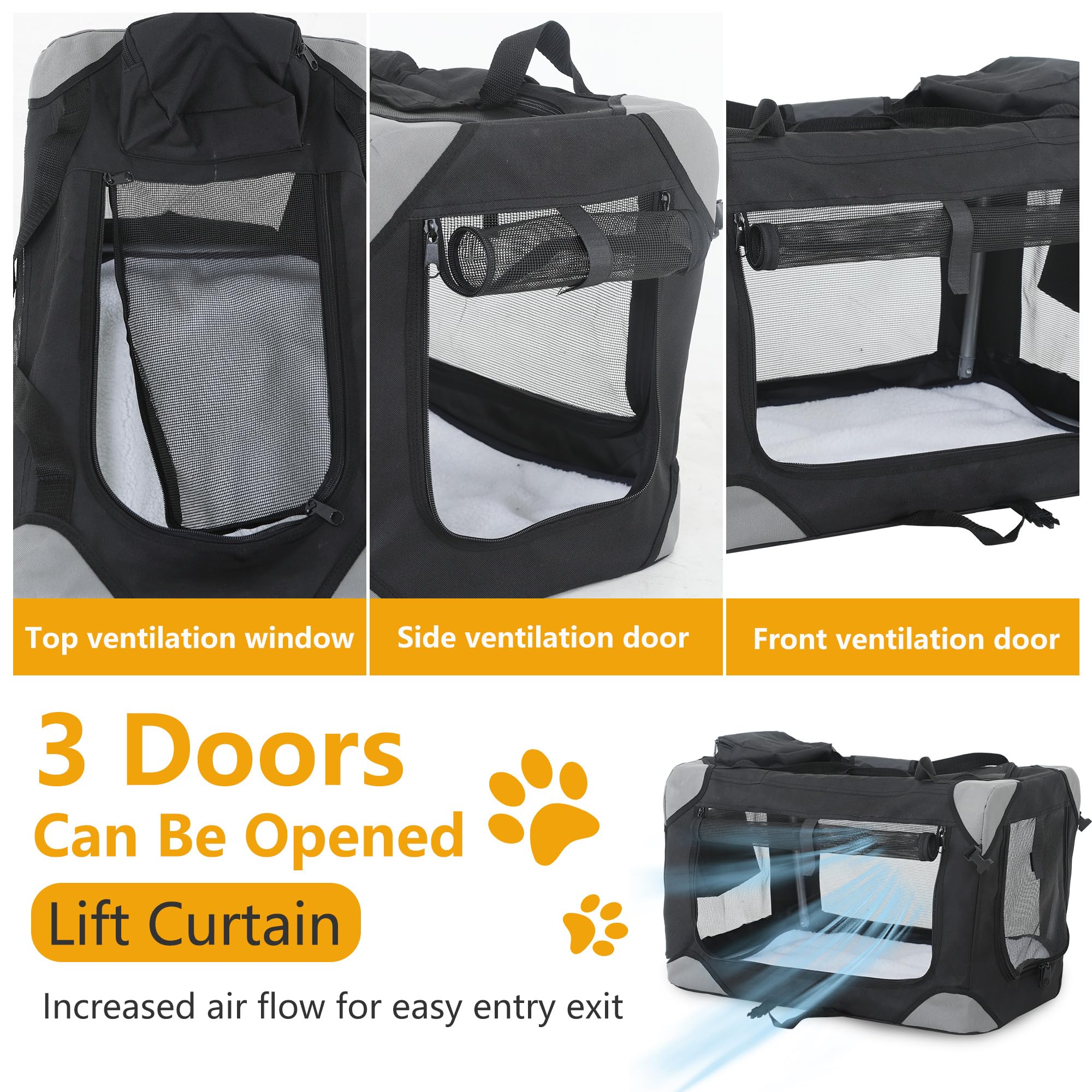 Snapklik.com : BestPet 36 Inch Collapsible Dog Crate For Medium Dogs, 3 ...