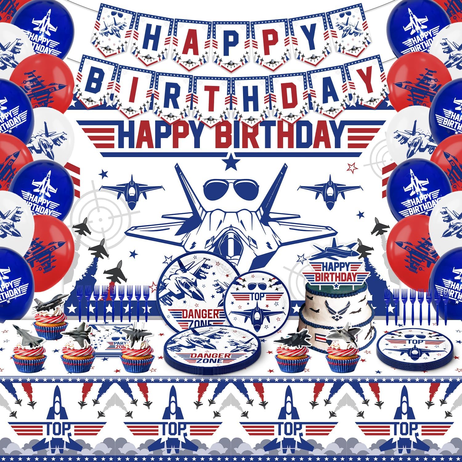 Amazon.com: Air Force party Decorations Top Fighter Jet Birthday ...
