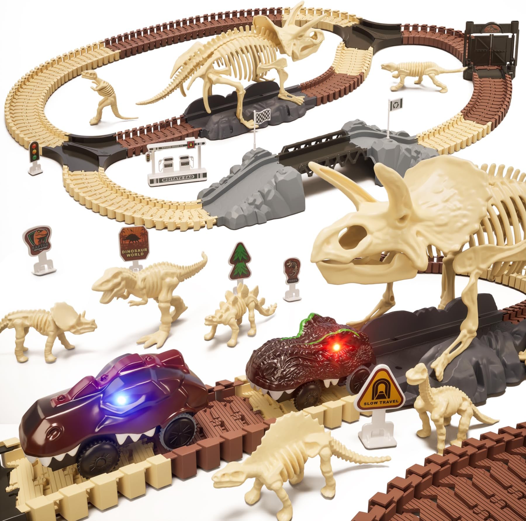 OR OR TU Dinosaur Toys Race Track, 188 PCS Dinosaur Train Set for Kids ...