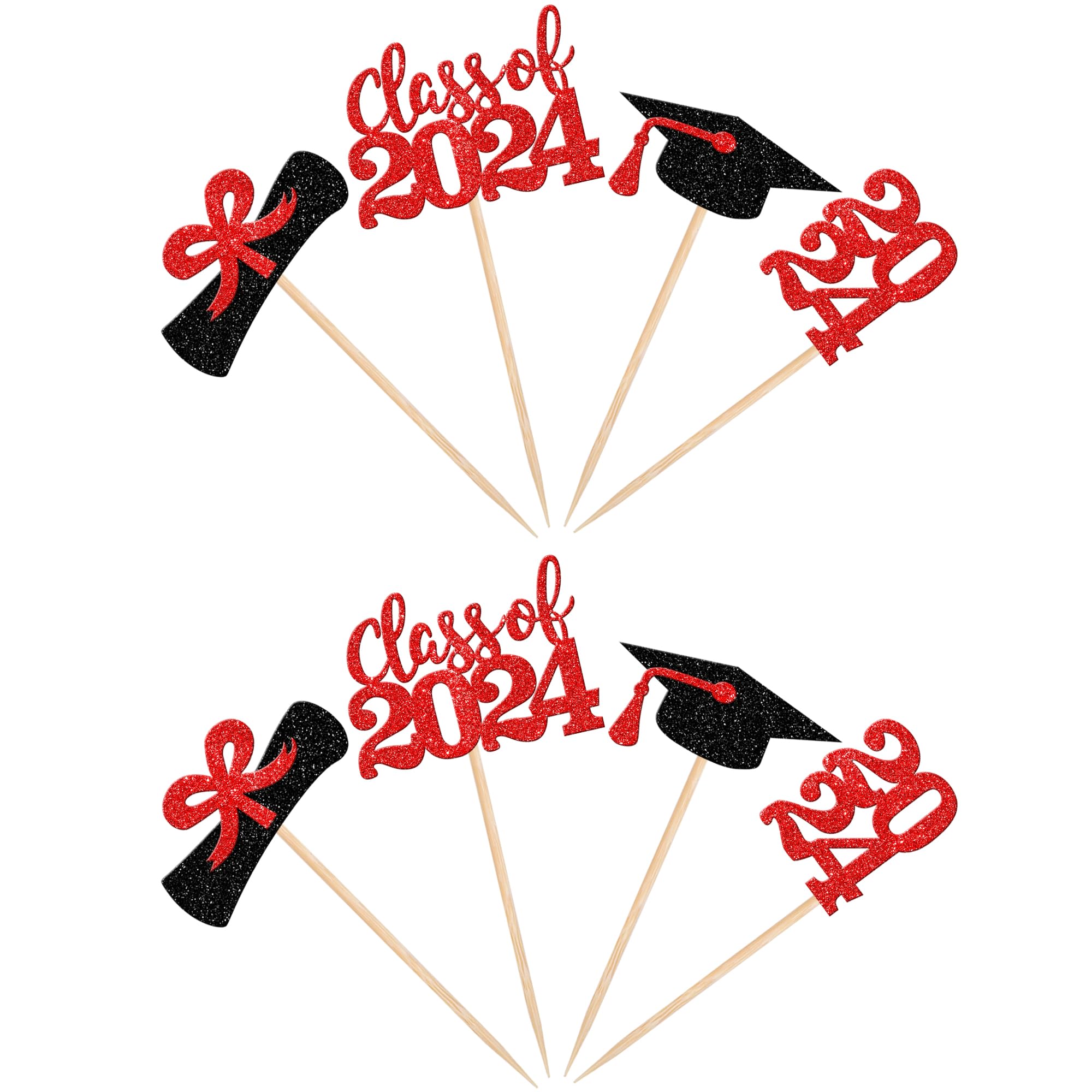 Snapklik.com : 36 PCS 2024 Graduation Theme Cupcake Toppers Glitter ...