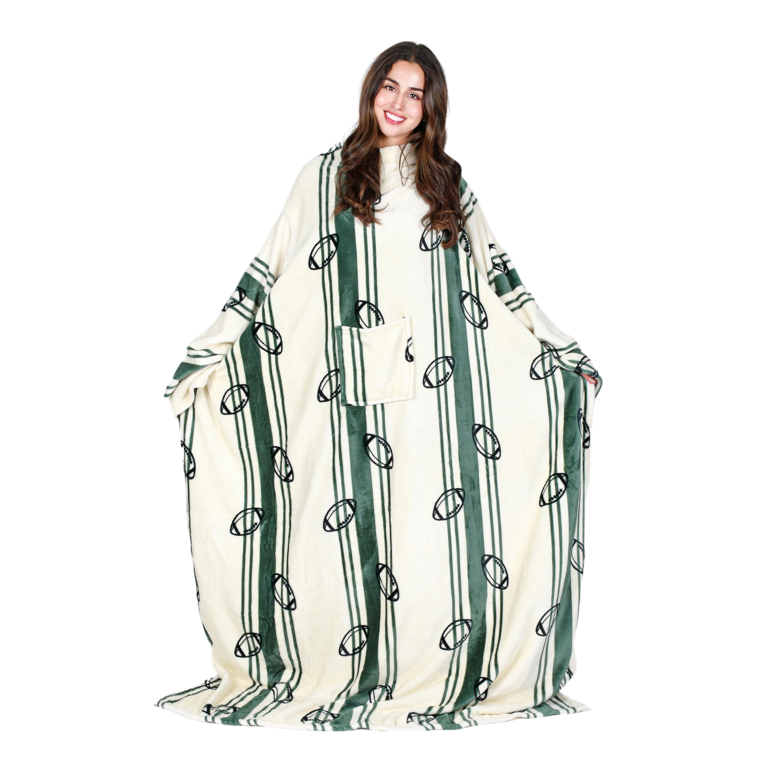 Amazon.com: Tirrinia Fleece Wearable Blanket With Sleeves, Full Body ...