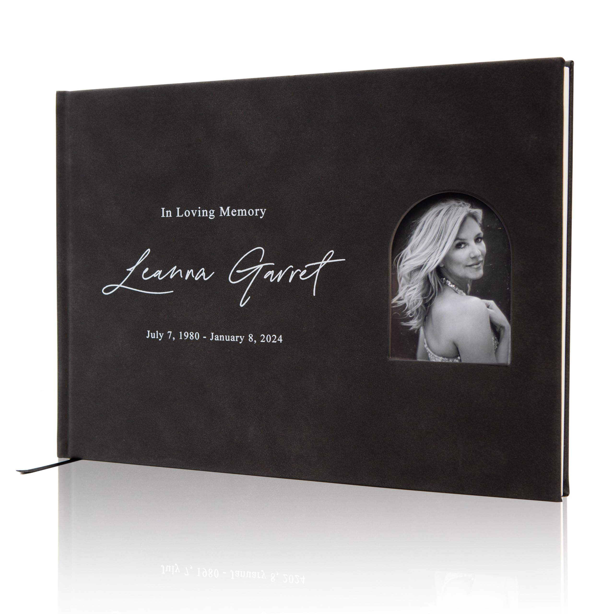 Amazon.com: Personalized Funeral Guest Book with Photo Cover (Black ...
