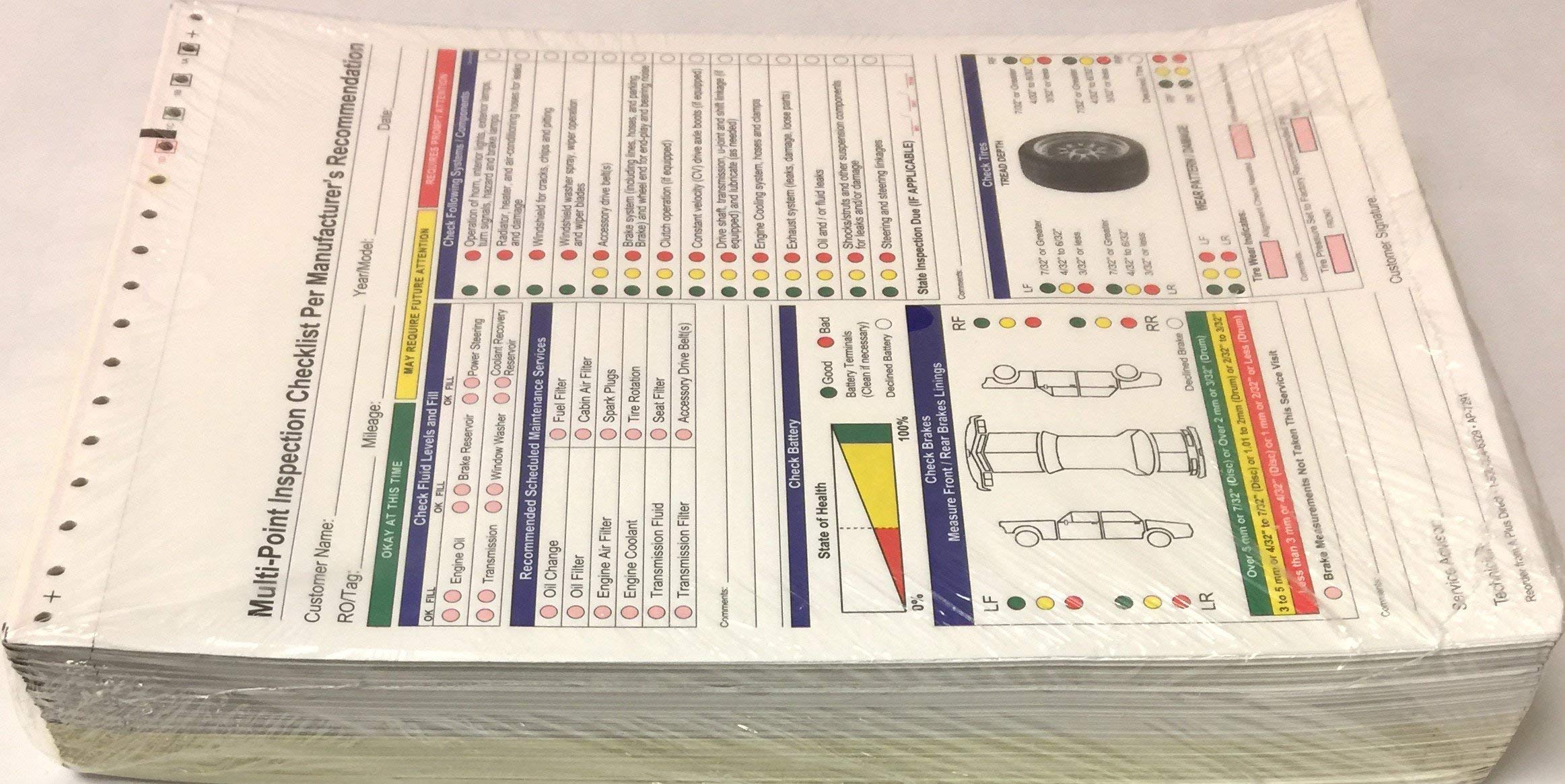 Inspection Checklist A Plus Multi-Point Inspection Forms - 250 Pack ...