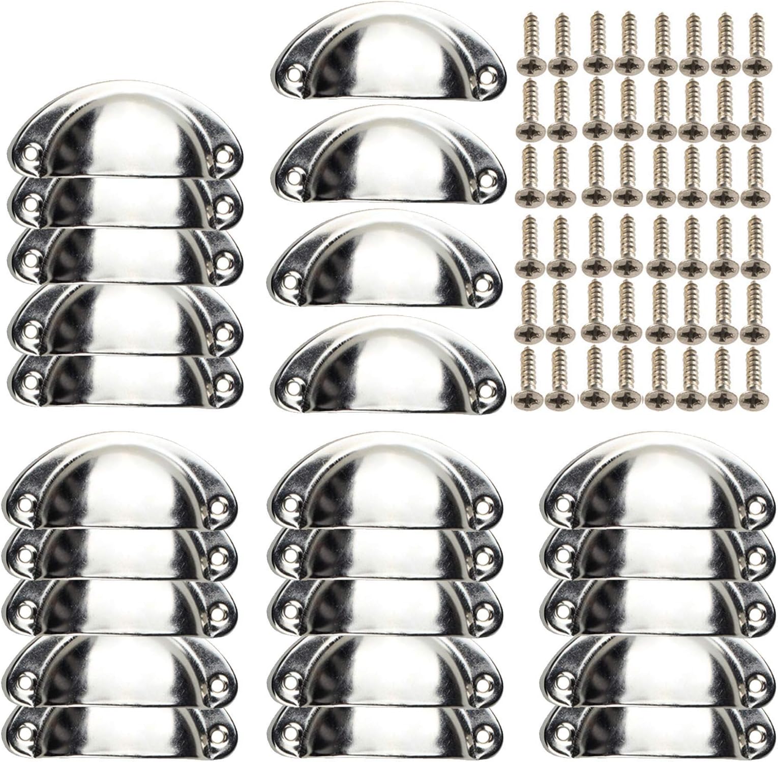 12pcs Shell Cup Handles Chrome Iron Half Moon Vintage Cupboard Door ...