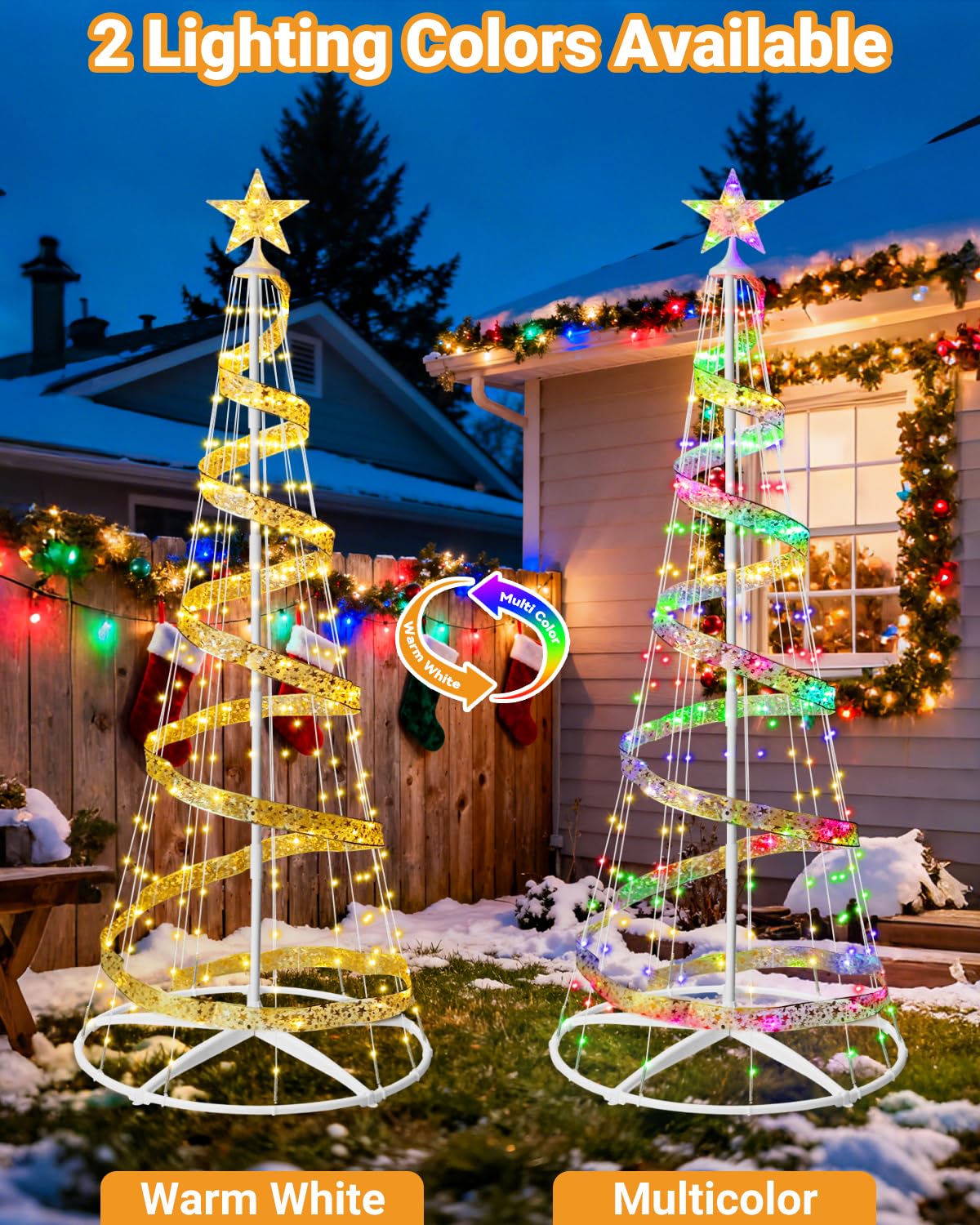Snapklik.com : Btfarm 7FT Christmas Cone Tree Lights Color Changing ...