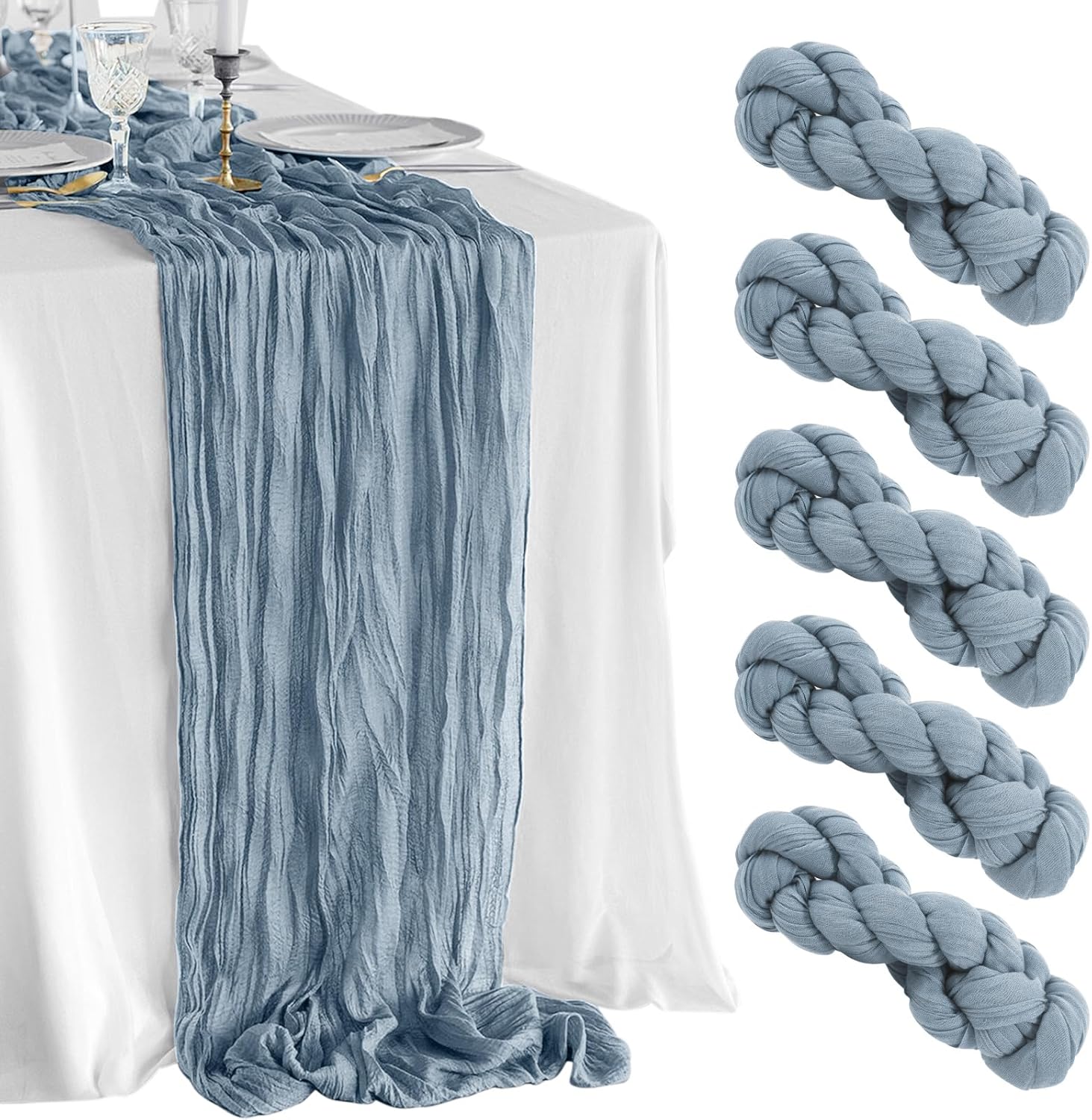 Amazon.com: 5 Pack 10 Ft Dusty Blue Cheesecloth Table Runner Boho Table ...