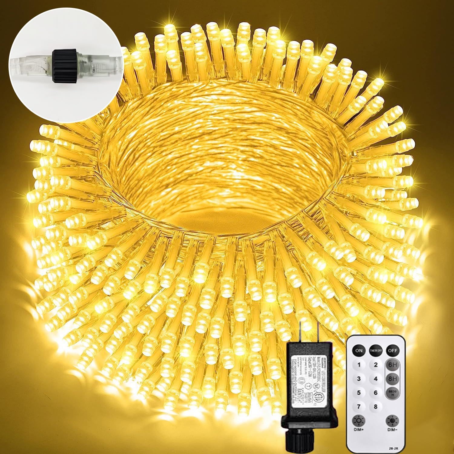 MEHOFOND 100ft 300 LED Christmas String Lights, 8 Lighting Modes Fariy ...