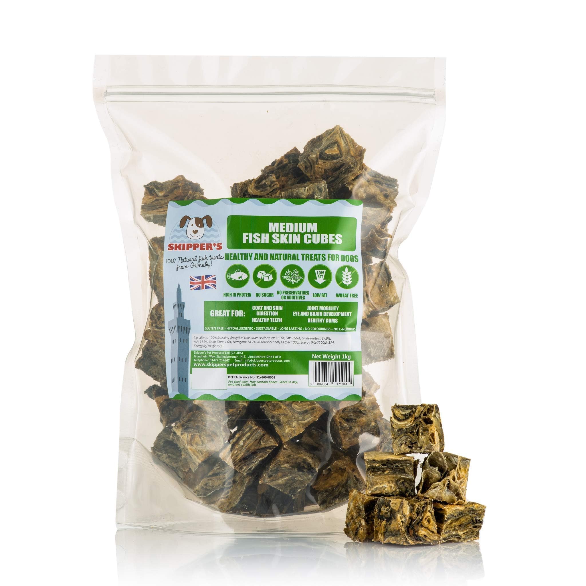 SKIPPER'S Dried Fish For Dogs - Whitefish Skin Jerky Cubes Dog Treats ...