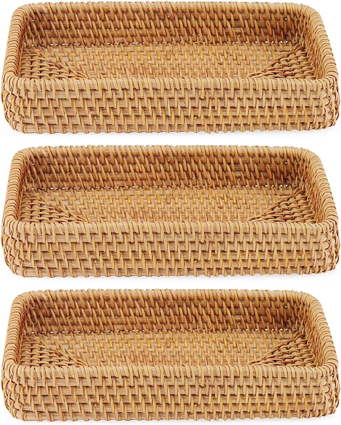 Amazon.com: LEXININ 3 PCS Small Rattan Toilet Tank Basket, Rectangular ...