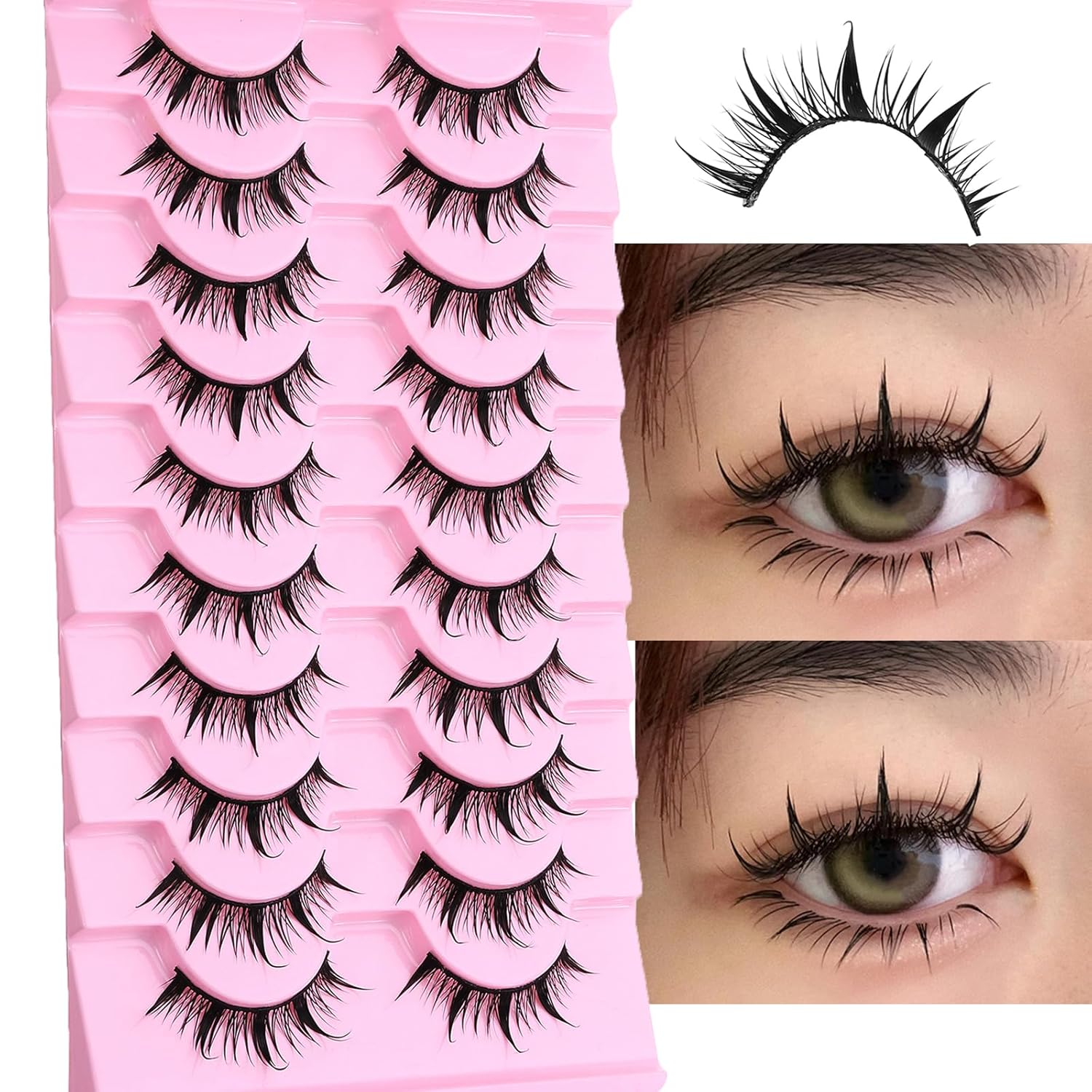Amazon.com: DSLONG 10 Pairs Wet Look Manga Lashes 3D Multi layered ...
