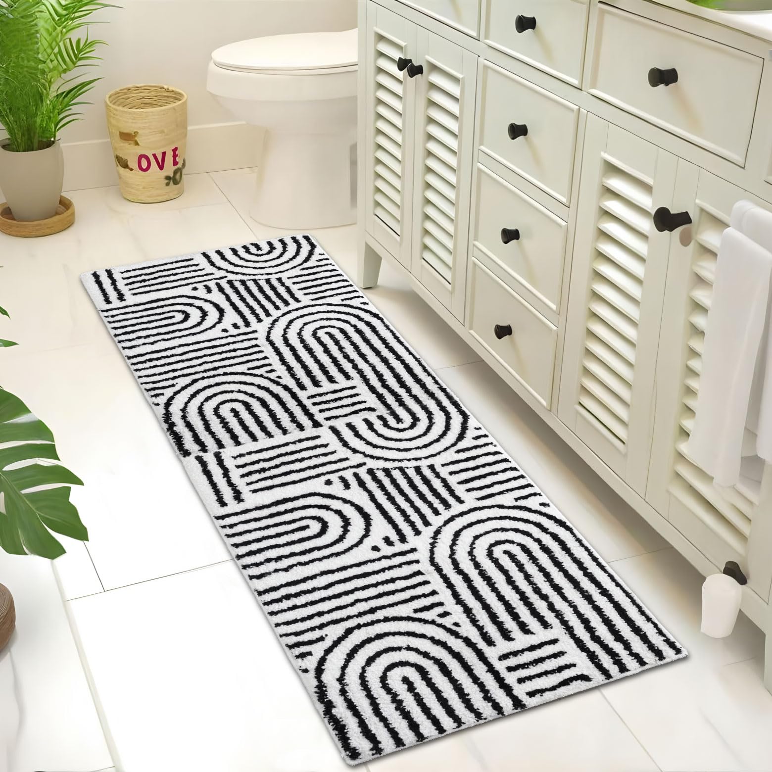 Amazon.com: Urtlmaji Black Bathroom Runner Rug 2x5 Long Bath Mat for ...