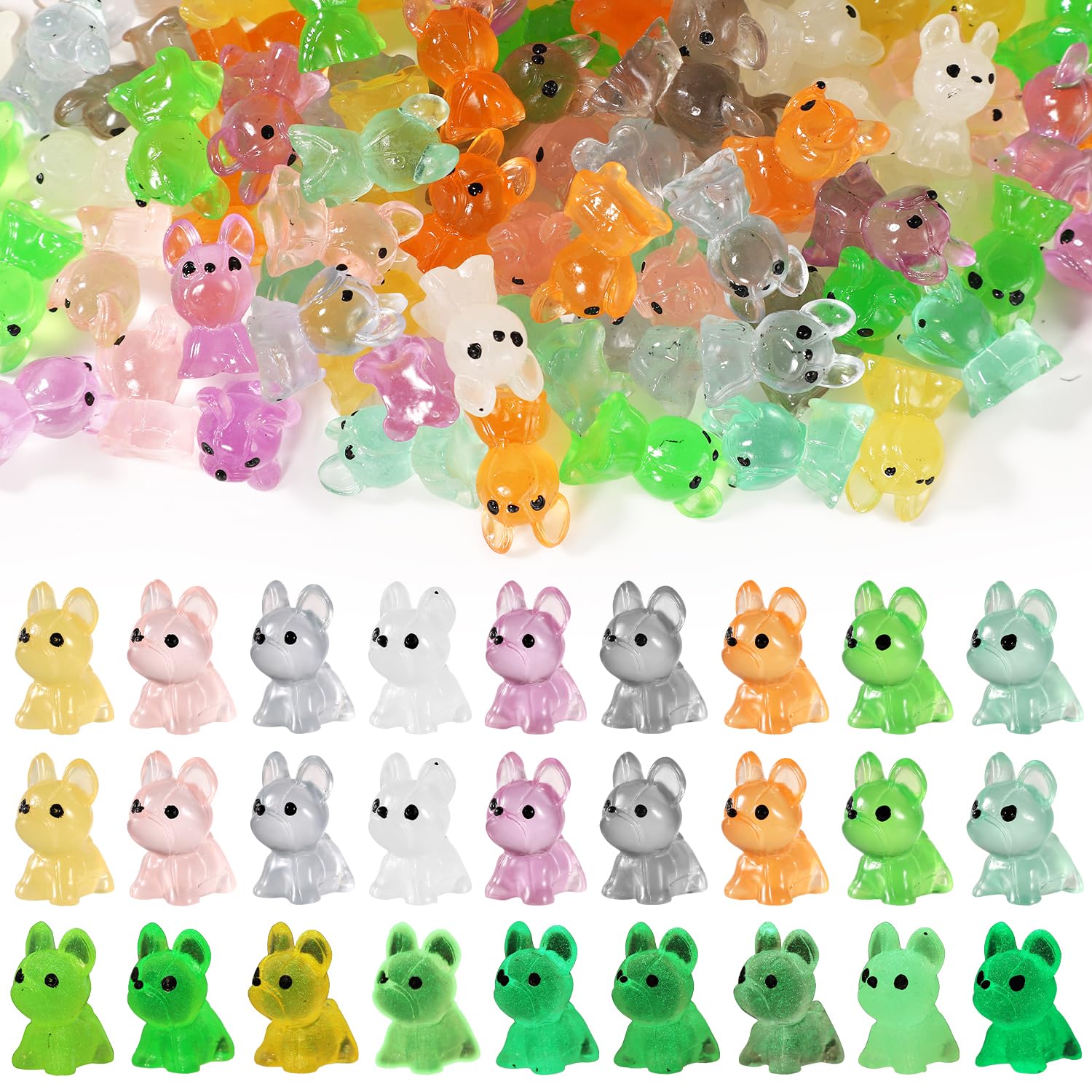 Amazon.com: 90pcs Luminous Mini Resin Dogs Figurines, Cute Miniature ...