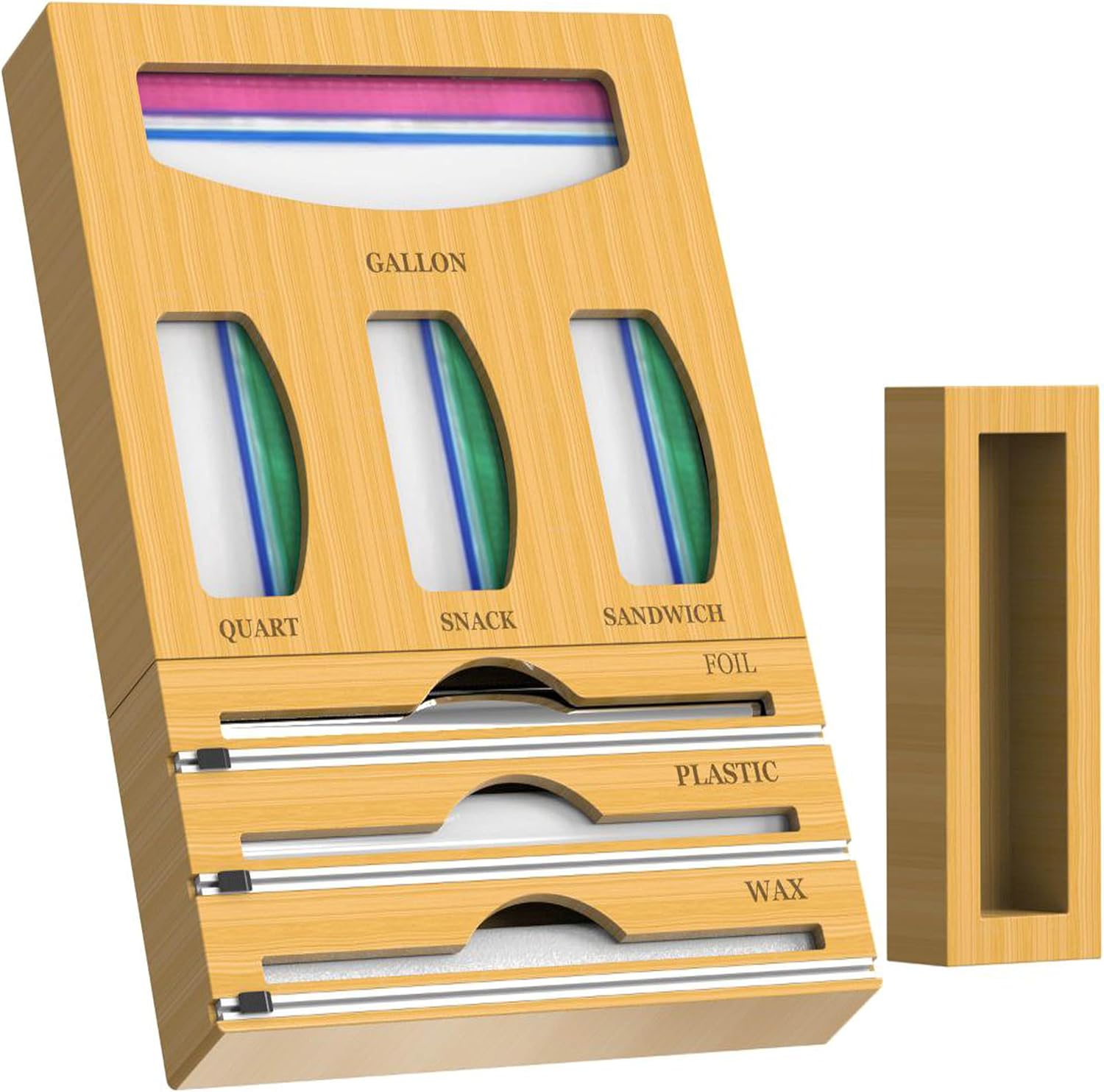 Amazon.com - Bamboo Foil and Plastic Wrap Organizer, storage bag ...