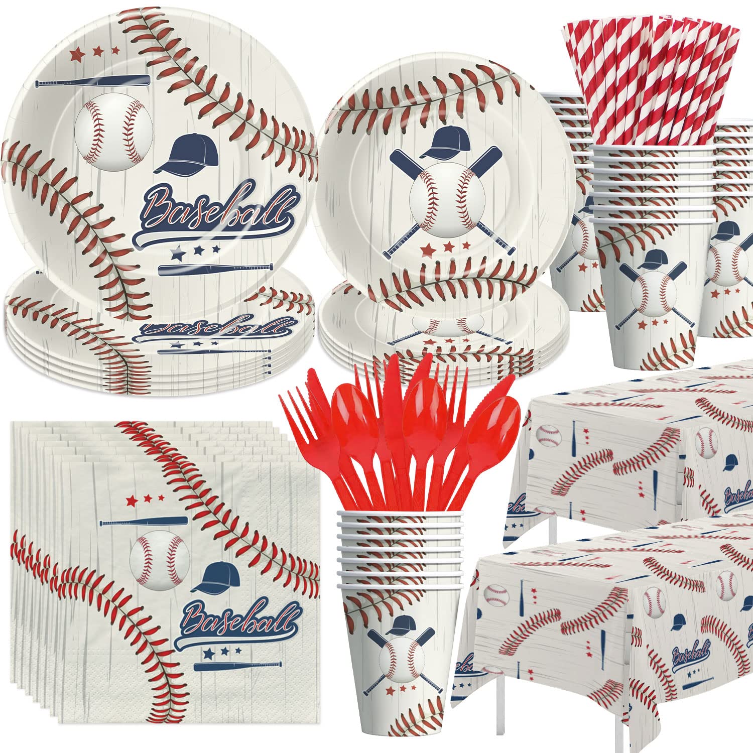 Amazon.com: HIPVVILD Baseball Party Decorations Tableware - Baseball ...