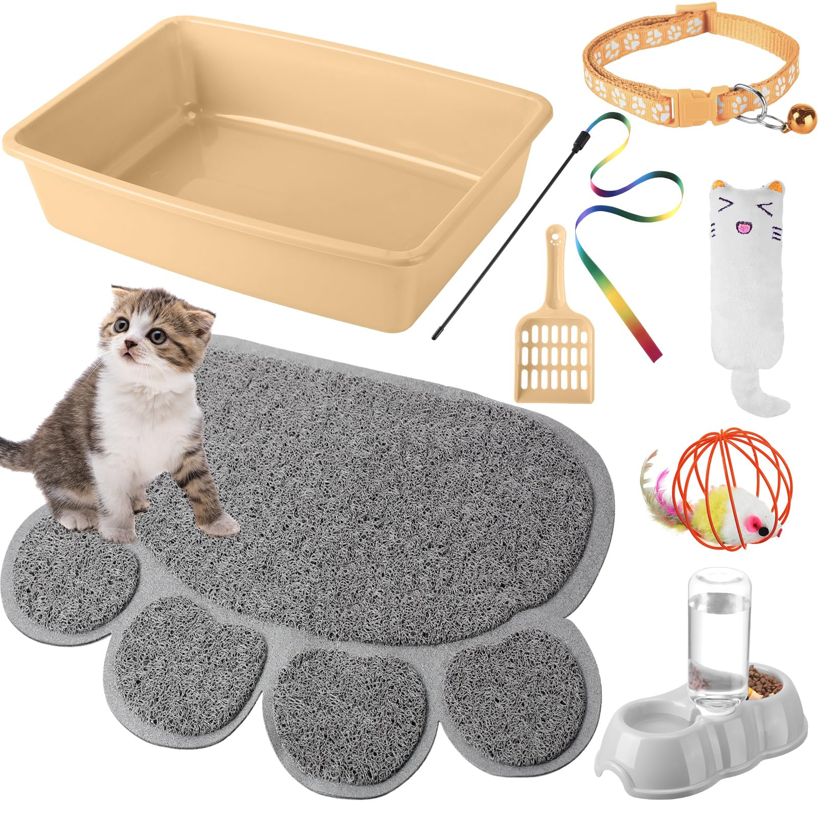 Amazon.com: 7 Pcs Small Cat Kitten Starter Kit Cat Litter Box with ...
