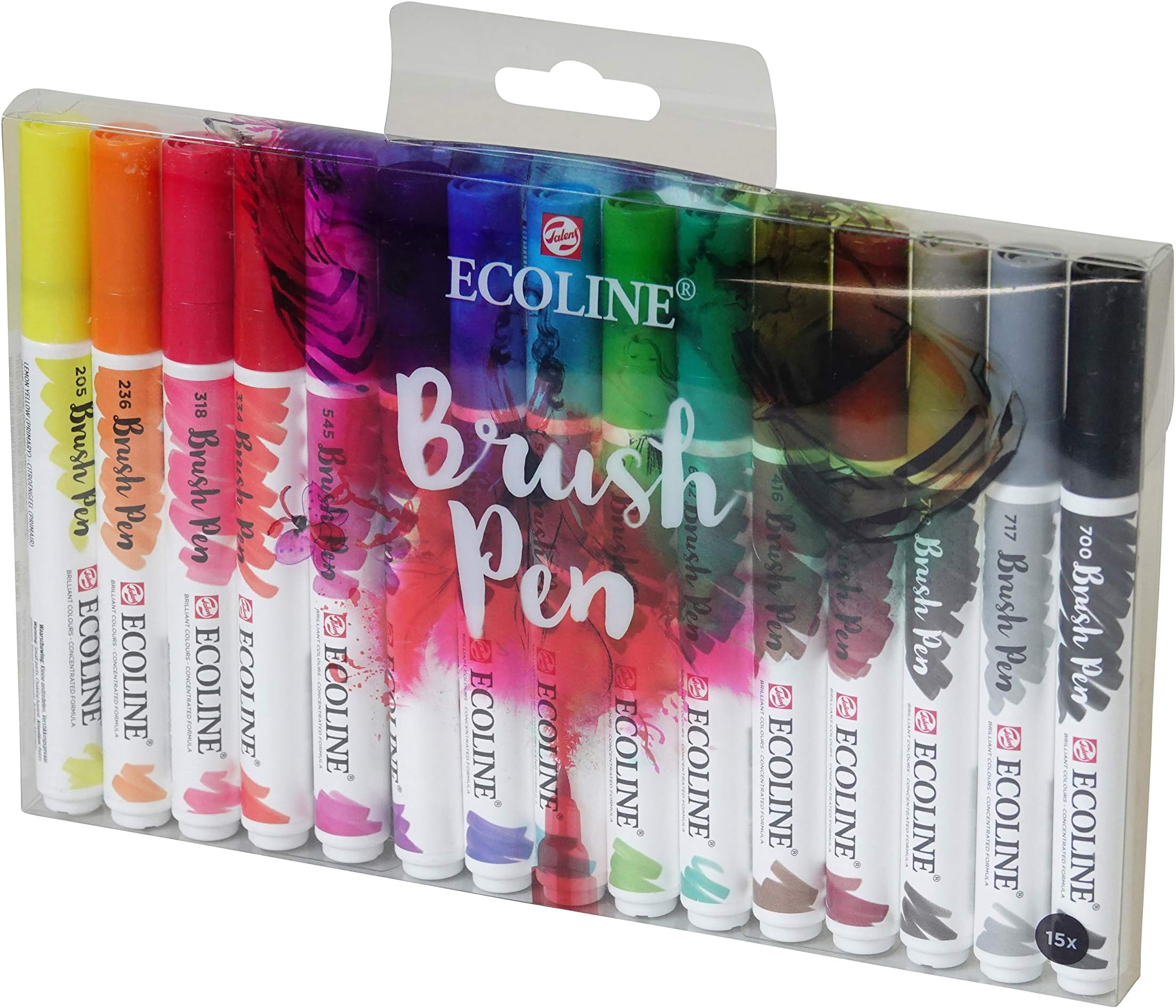 Amazon.com : Ecoline Brush Pen Set 15, RTEBS15 : Arts, Crafts & Sewing