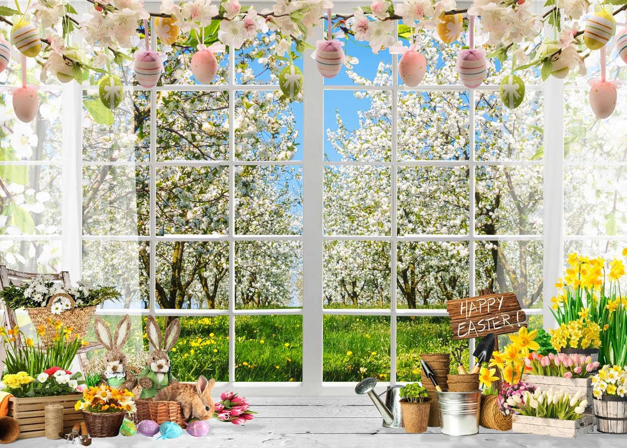 Amazon.com : LYCGS 7X5ft Spring Easter Backdrop Easter Backdrops for ...