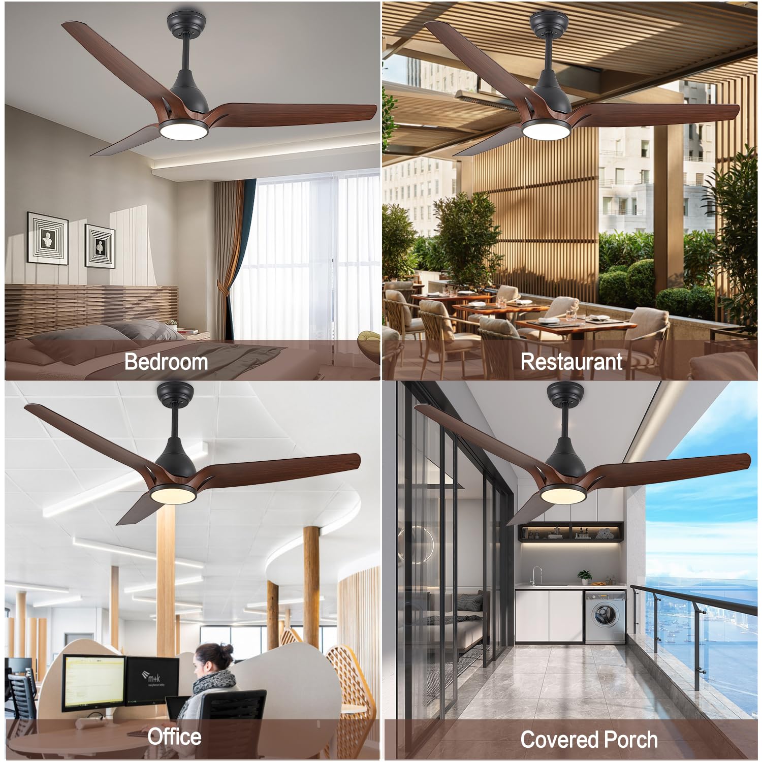 DC Motor Ceiling Fan TRSIOPFC 42-Inch Smart Ceiling Fan With LED Light ...