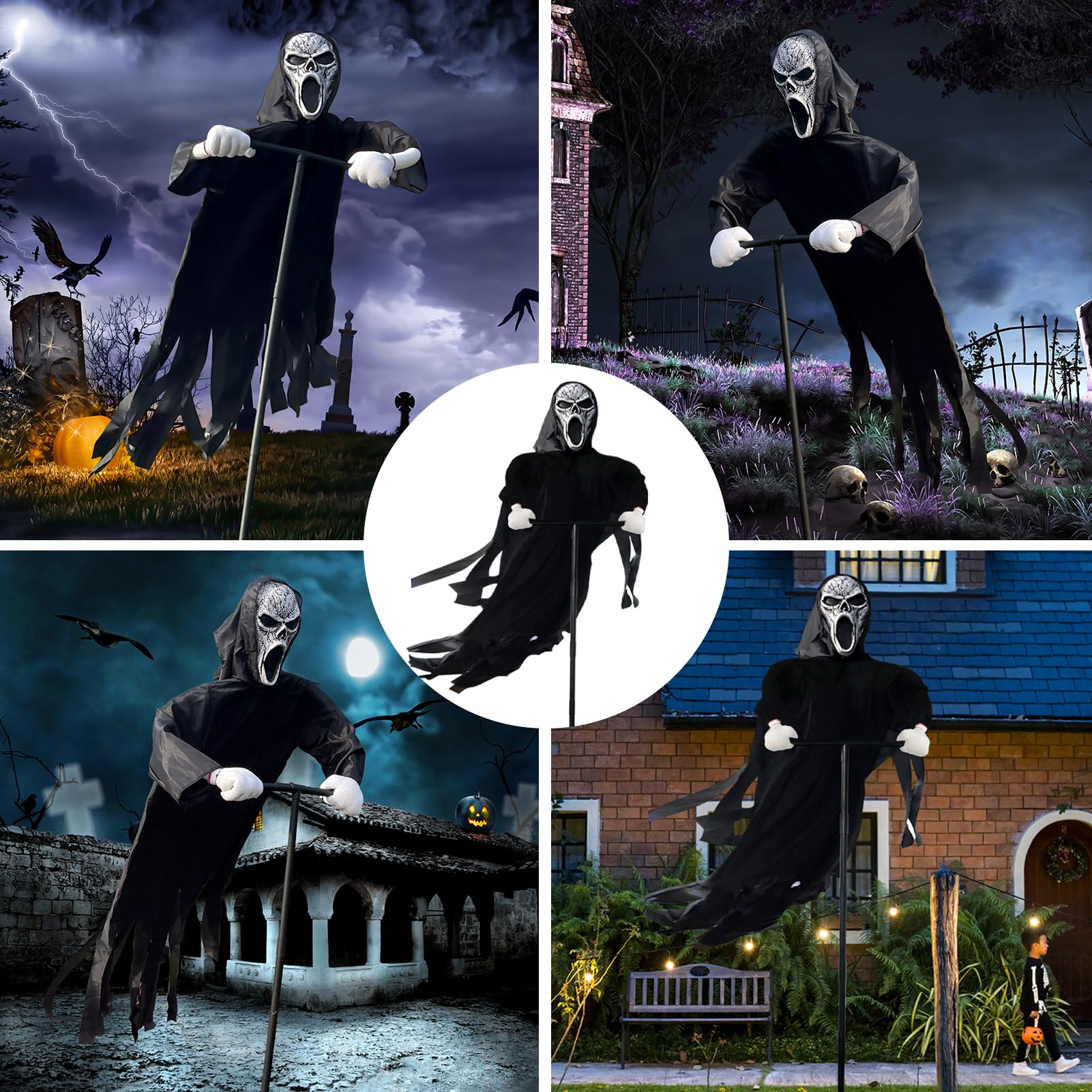 DUOLAM Halloween Scream Scarecrow Ghost Decorations: Scary Screaming ...